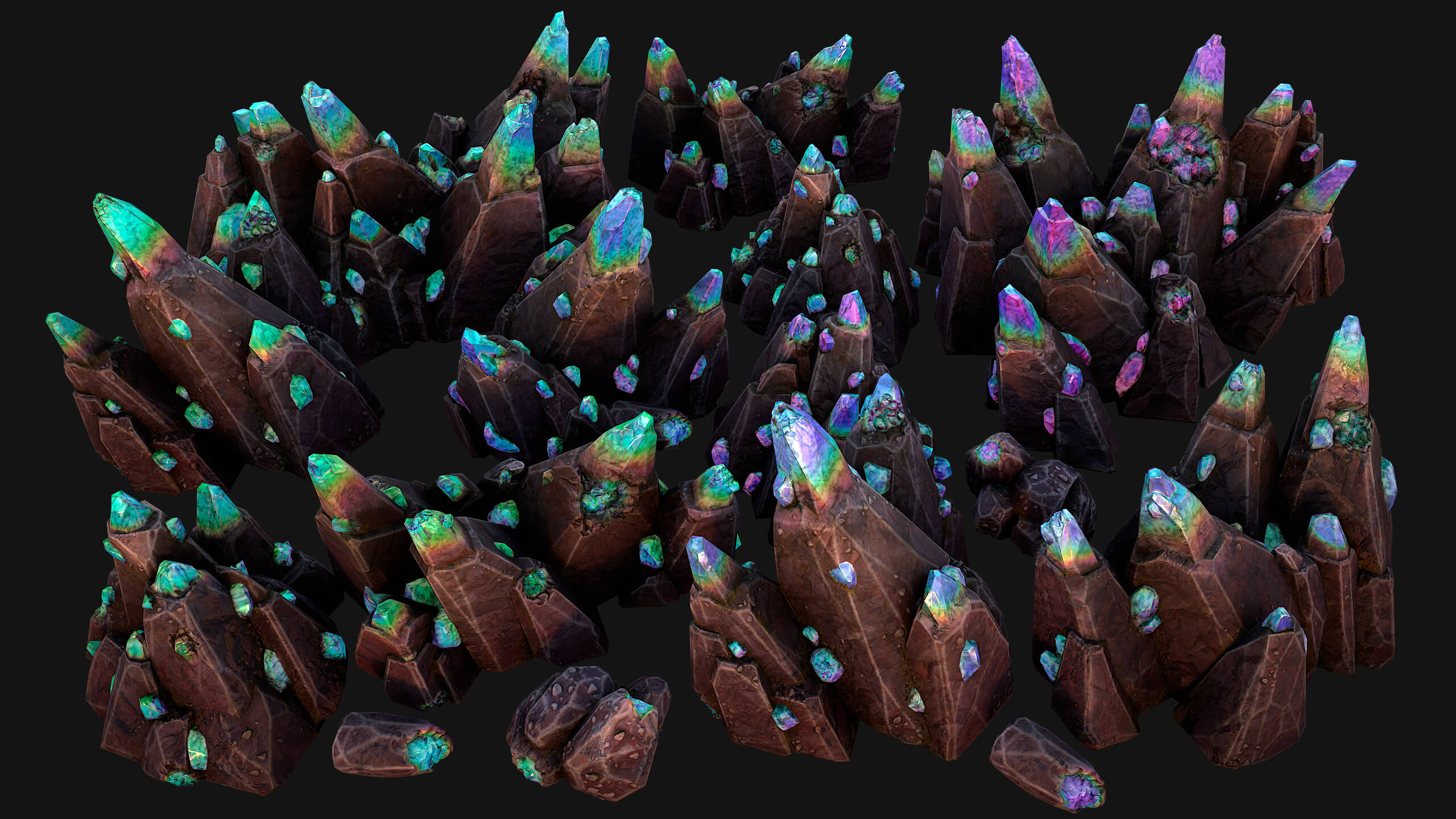 Crystals Gem Gemstone Minerals for The Mine - 3D Model by Dereza