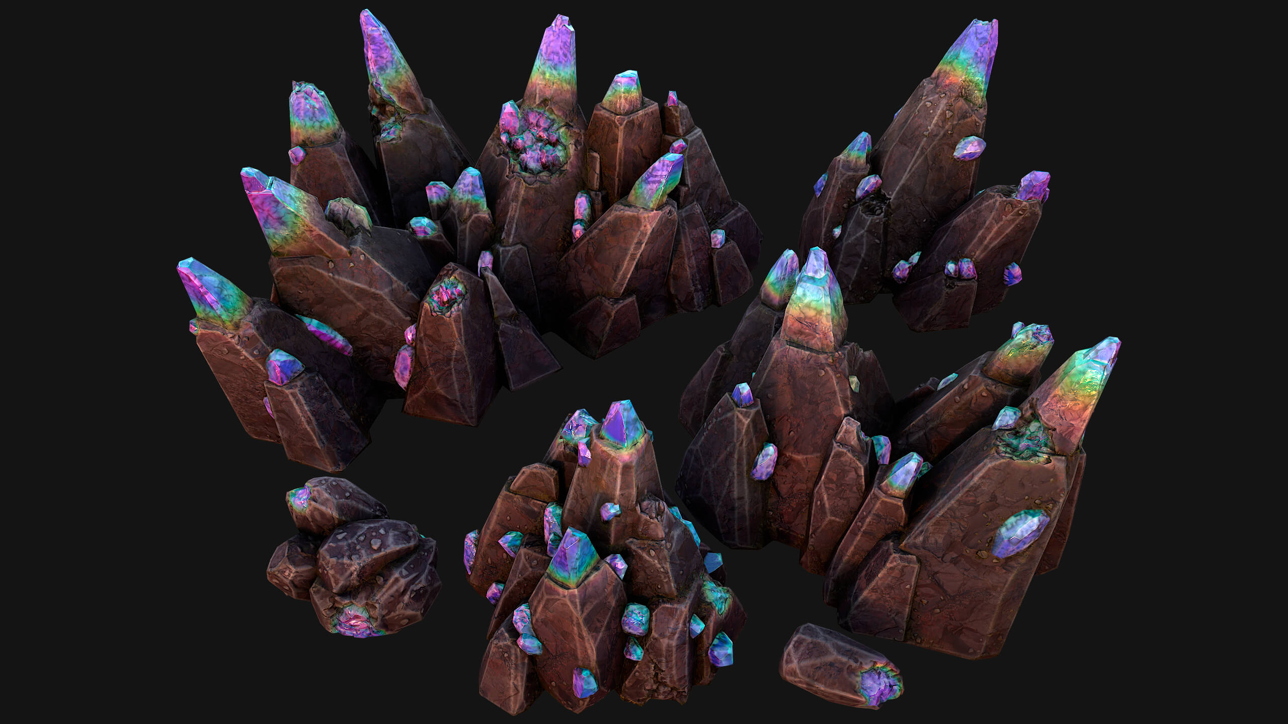 Crystals Gem Gemstone Minerals for The Mine - 3D Model by Dereza