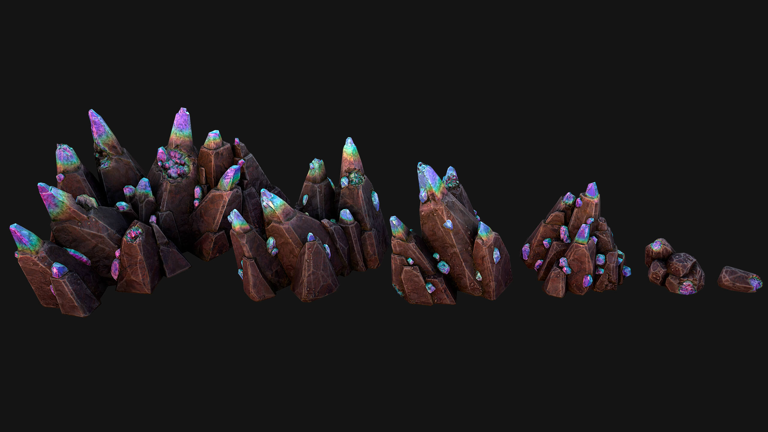 Crystals Gem Gemstone Minerals for The Mine - 3D Model by Dereza