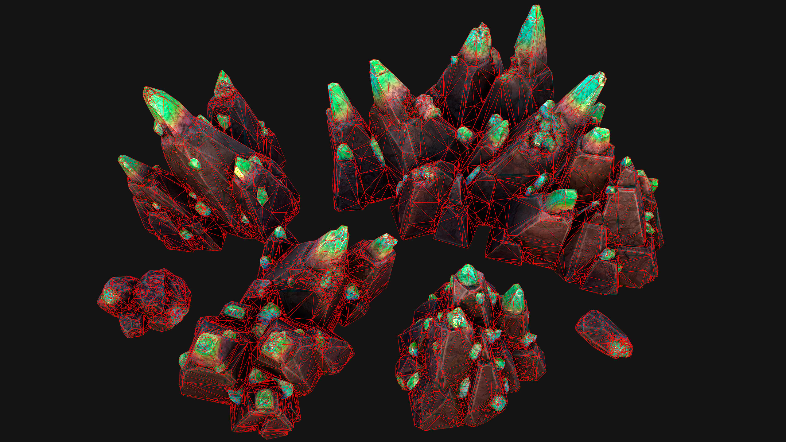 Crystals Rocks Gemstones Malachite - 3D Model by Dereza