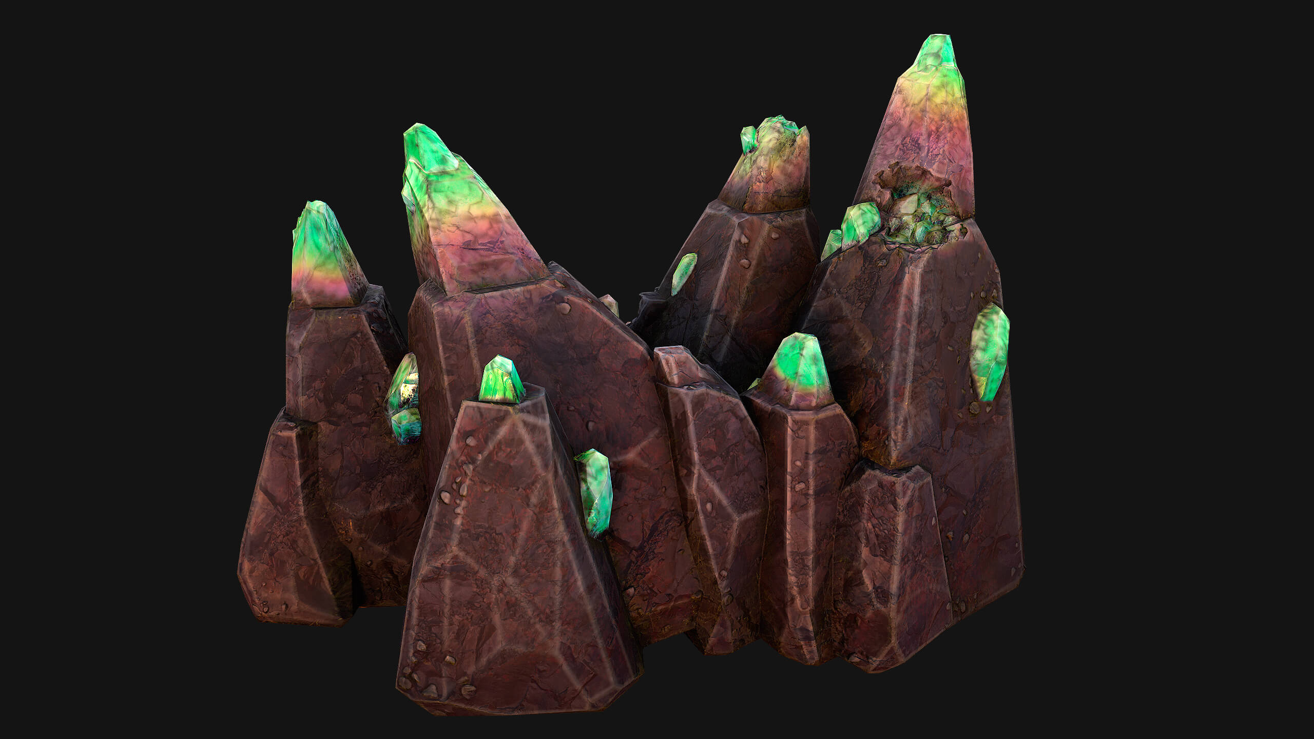 Crystals Rocks Gemstones Malachite - 3D Model by Dereza