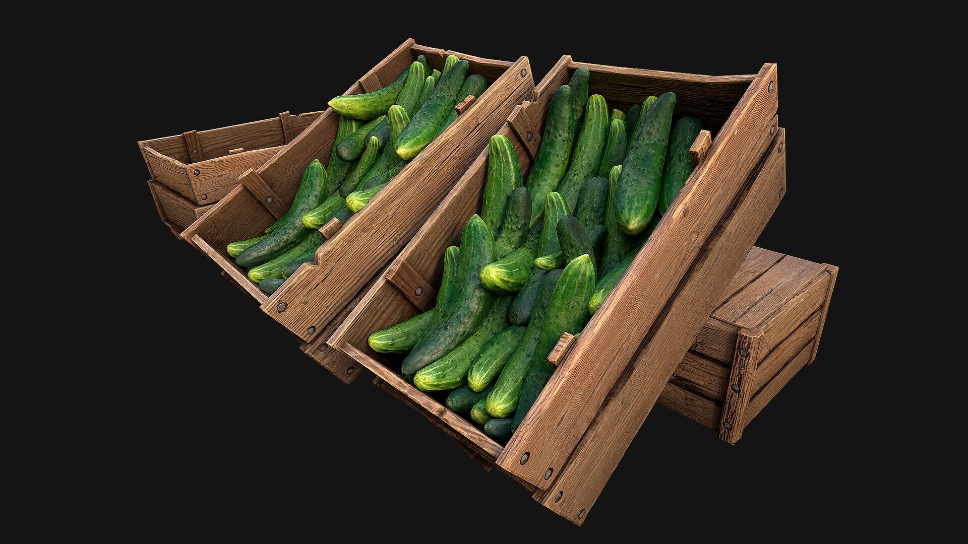 Cucumber Box Crate - 3D Model by Dereza