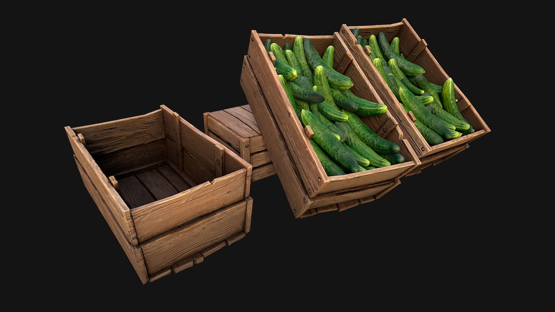 Cucumber Box Crate - 3D Model by Dereza