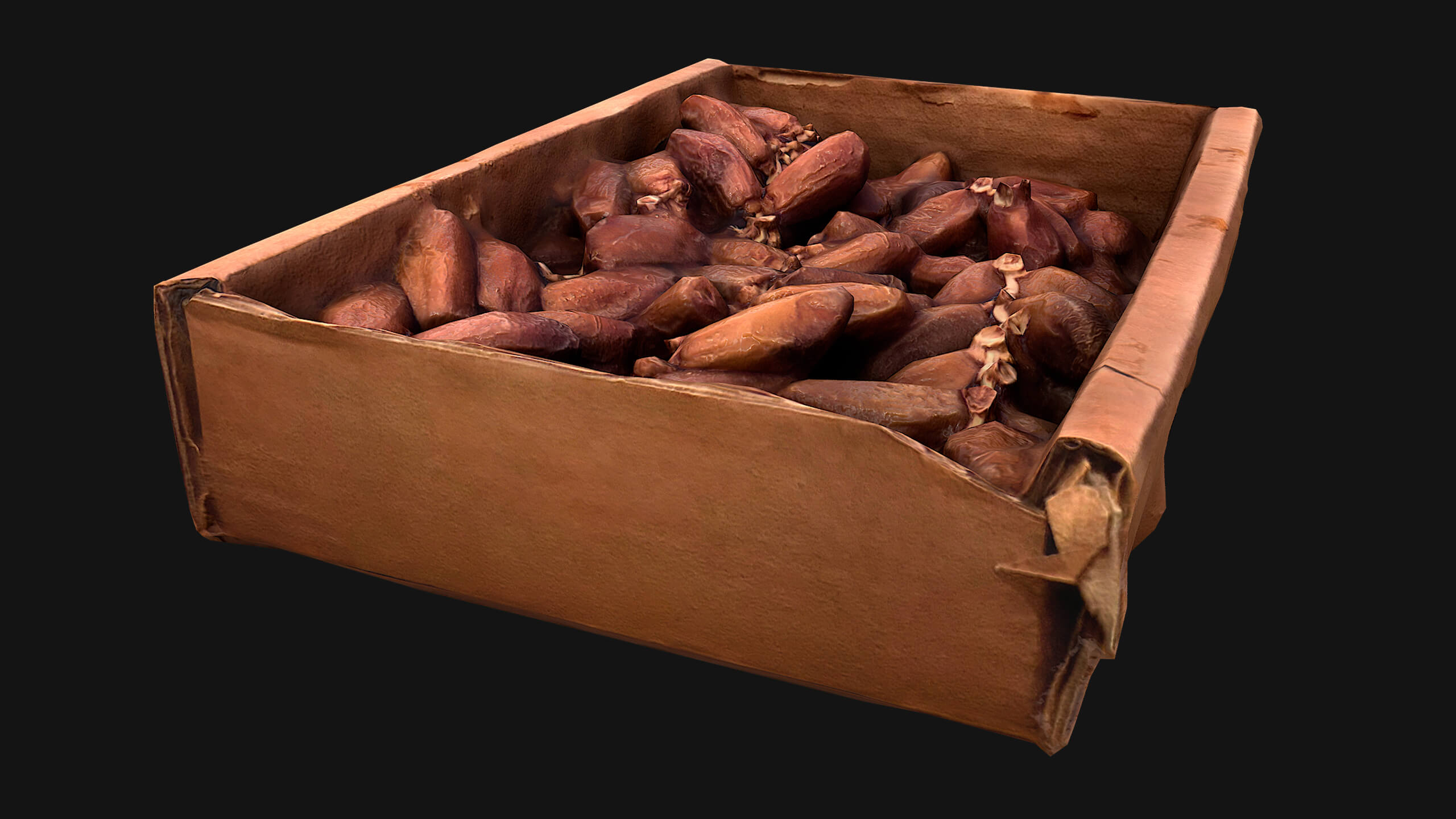 Dates Box Dried Fruits - 3D Model by Dereza