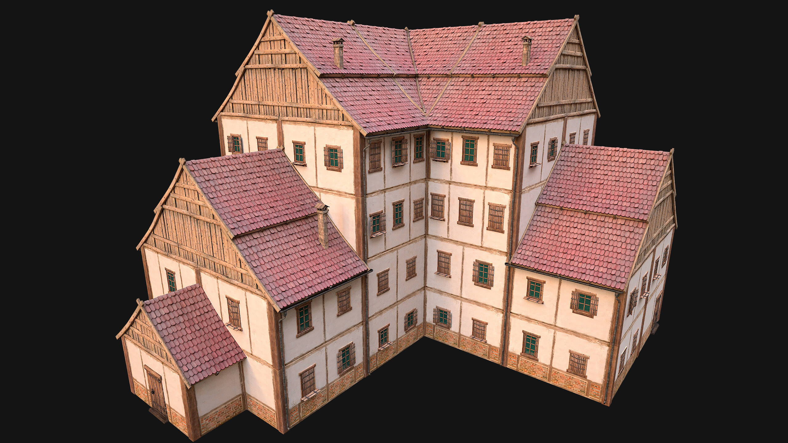 Set of Medieval City Buildings - 3D Model by Dereza