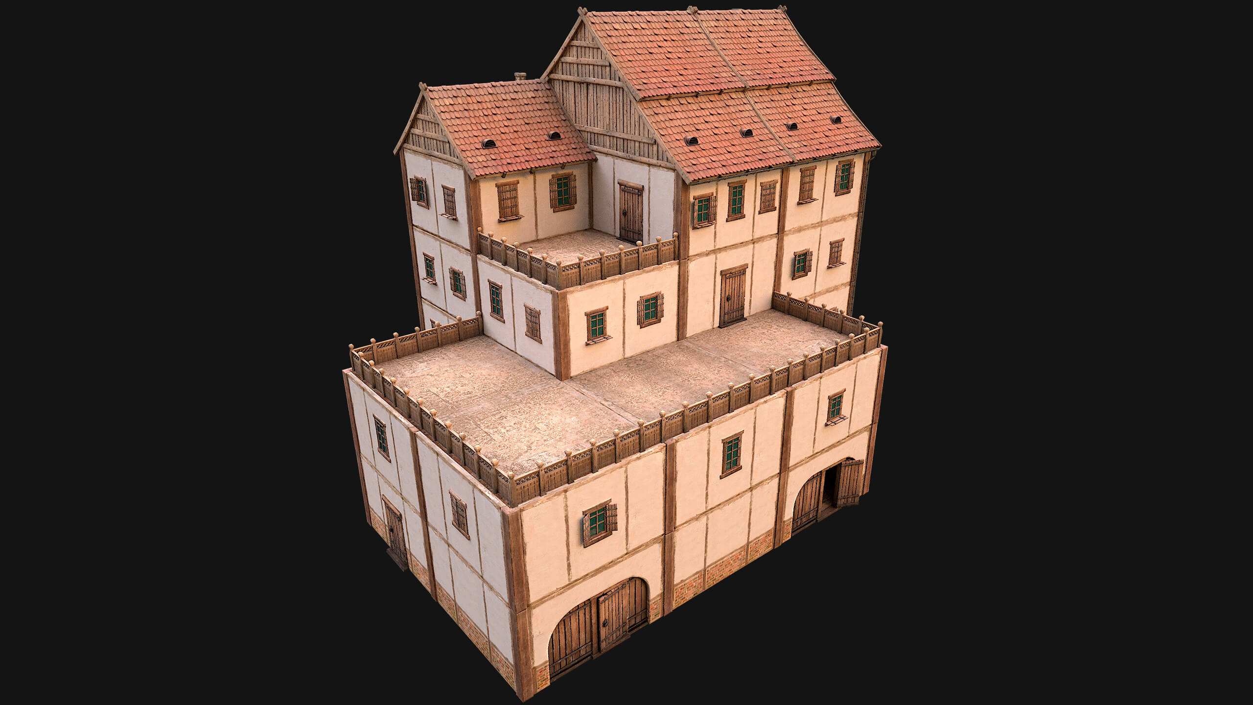 Set of Medieval City Buildings - 3D Model by Dereza