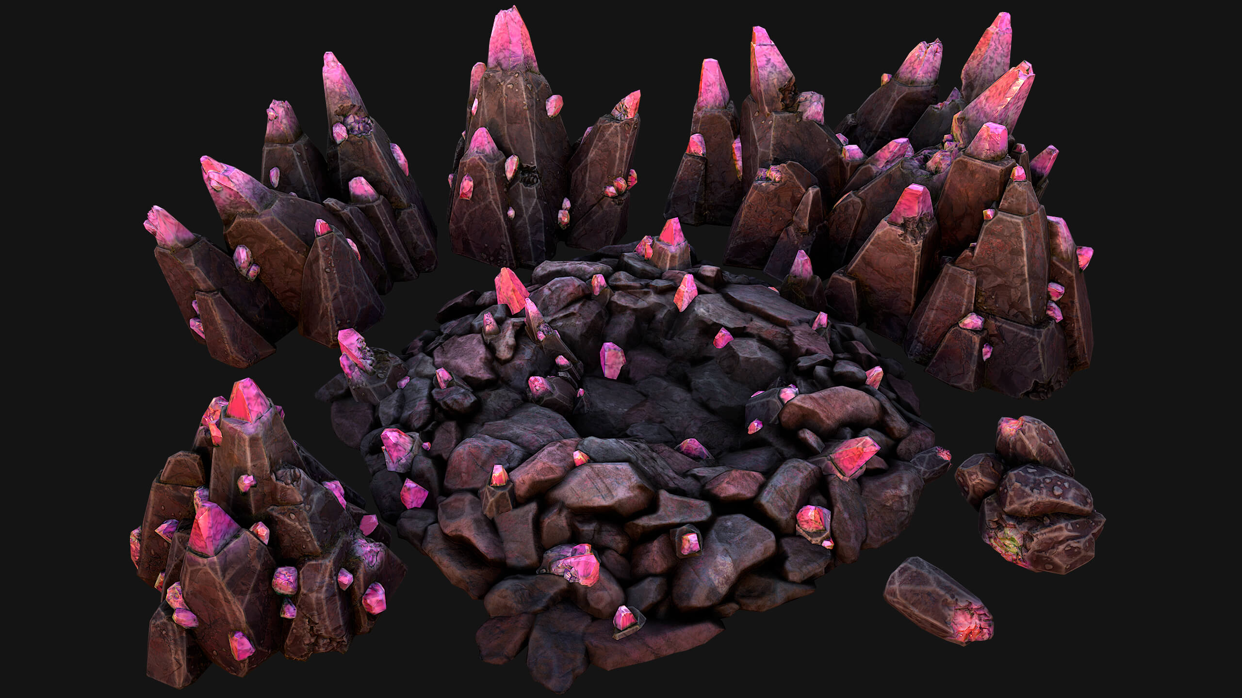 Deposits of Gems and Crystals for Dungeon and Mine - 3D Model by Dereza