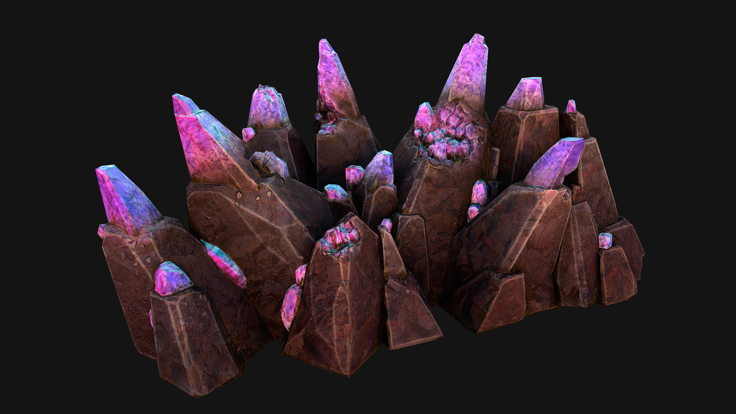 Deposits of Gems and Crystals for Dungeon and Mine - 3D Model by Dereza