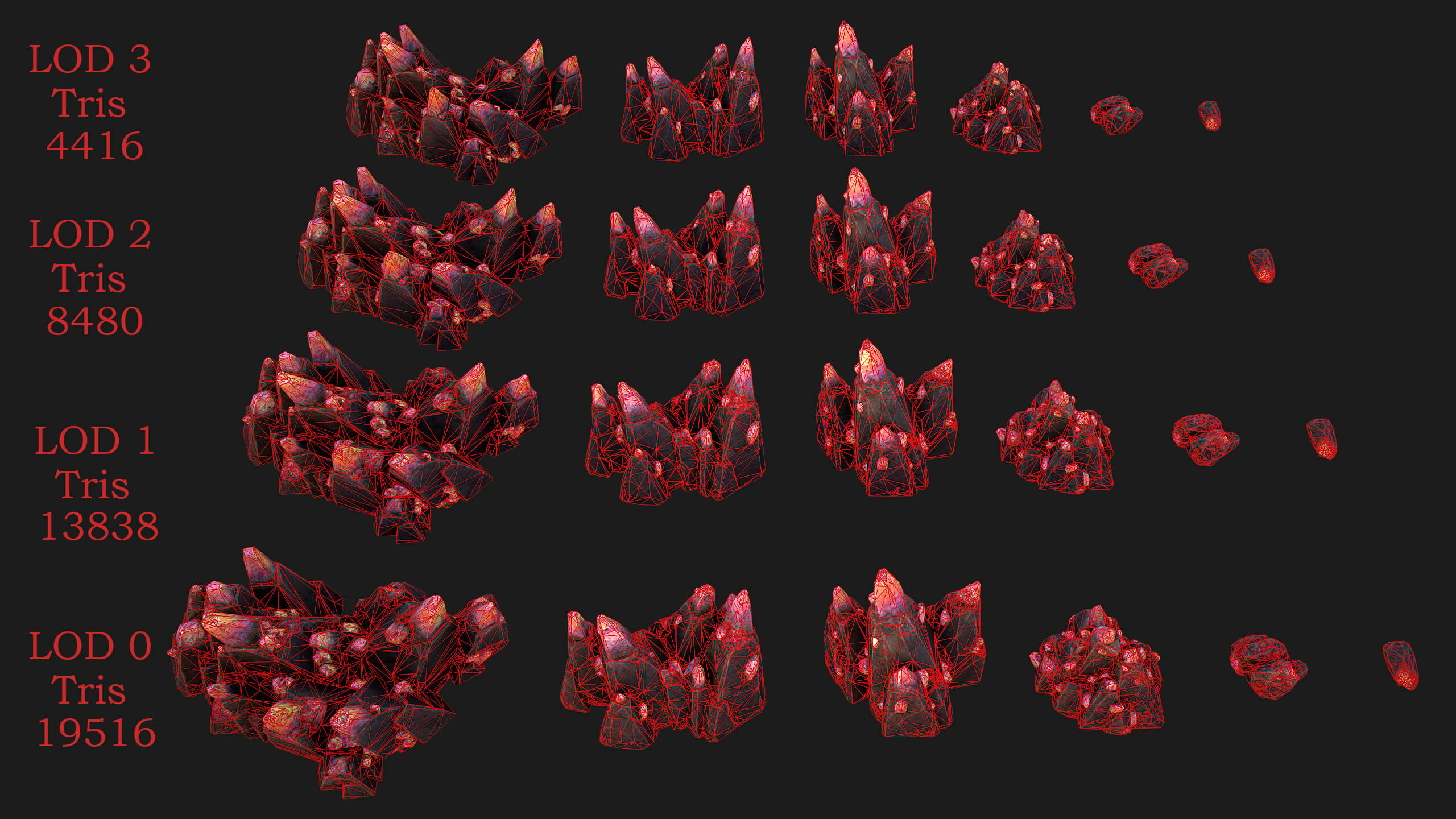 Deposits of Magic Crystals and Gems - 3D Model by Dereza