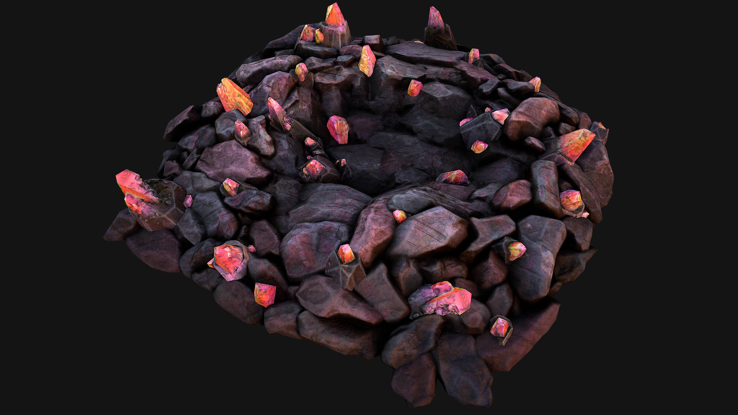 Deposits of Magic Crystals and Gems - 3D Model by Dereza