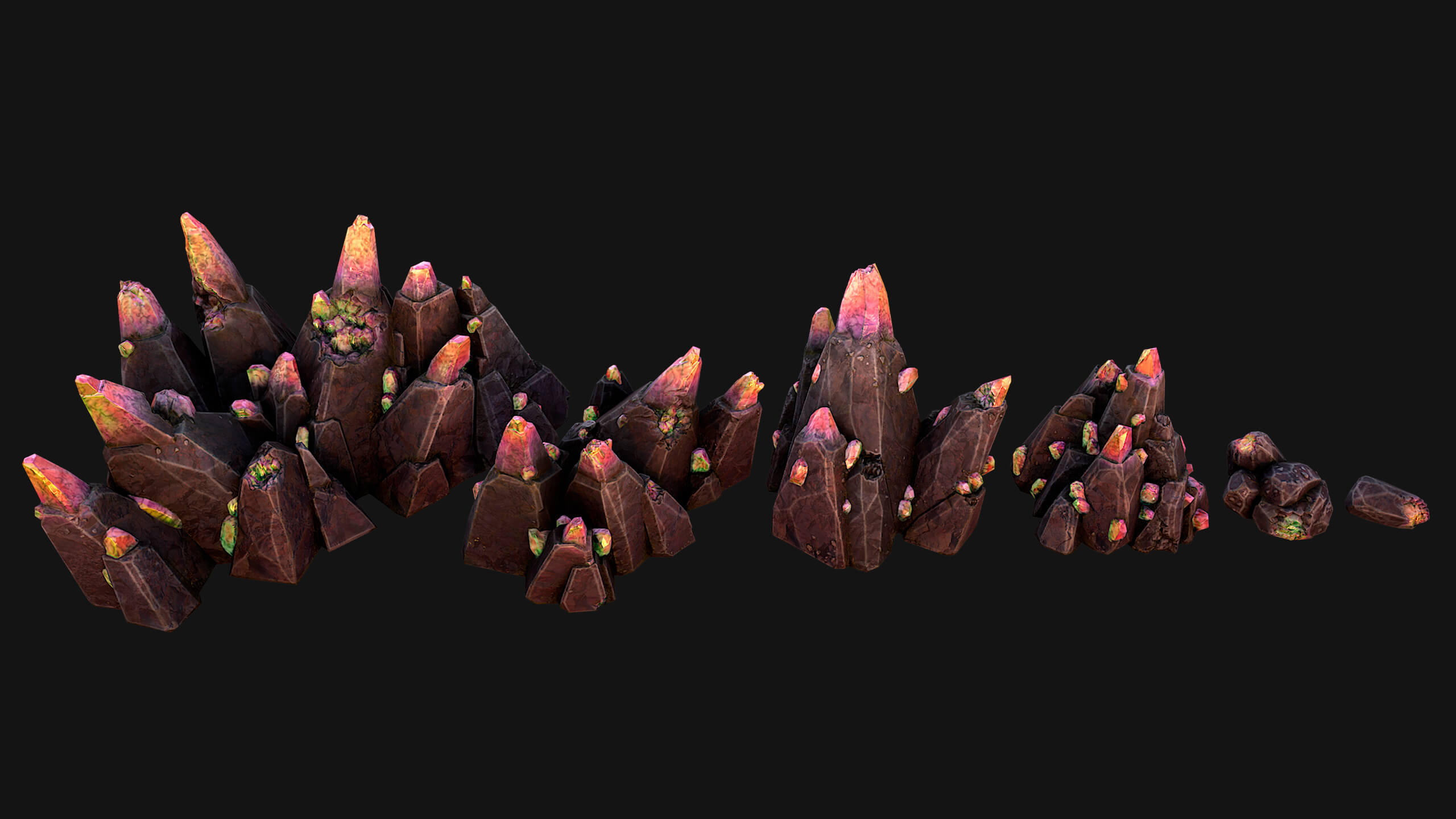 Deposits of Magic Crystals and Gems - 3D Model by Dereza