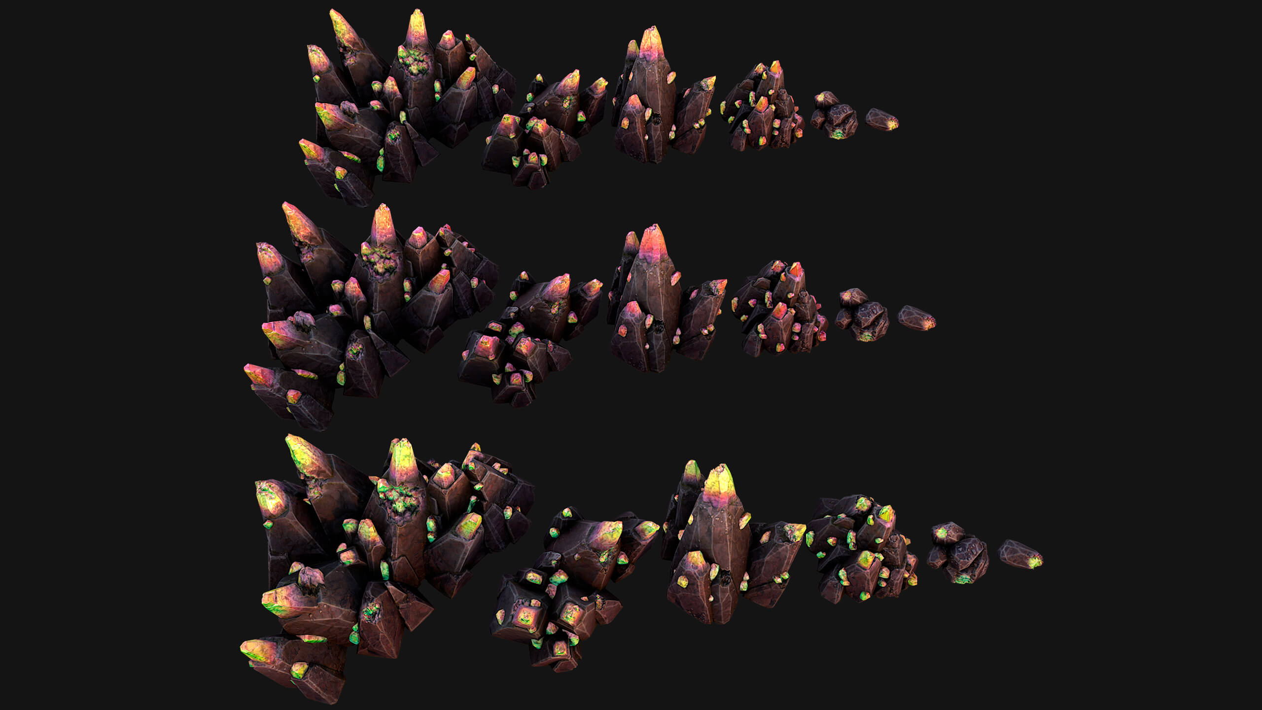 Deposits of Magic Crystals and Gems - 3D Model by Dereza