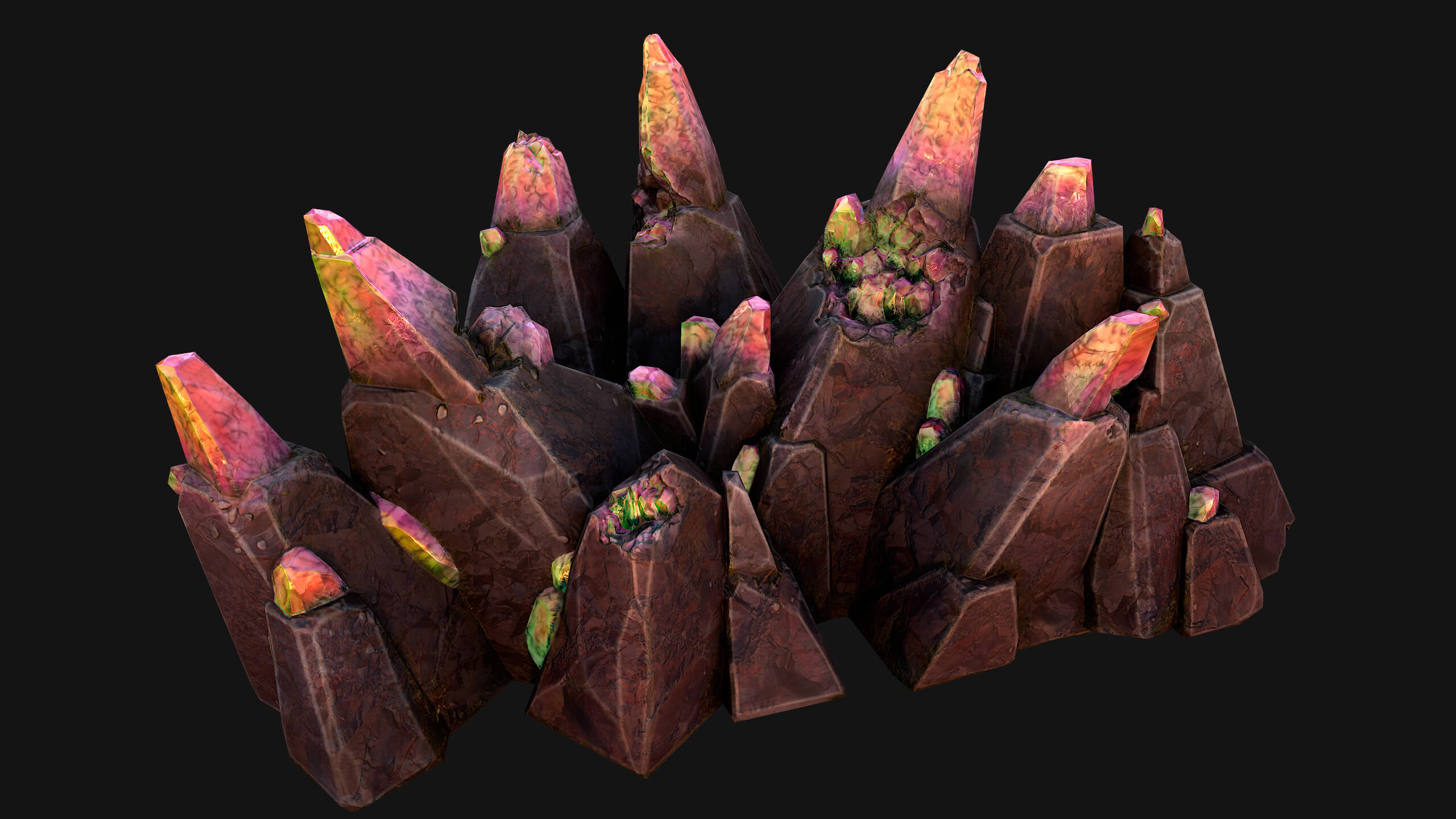 Deposits of Magic Crystals and Gems - 3D Model by Dereza