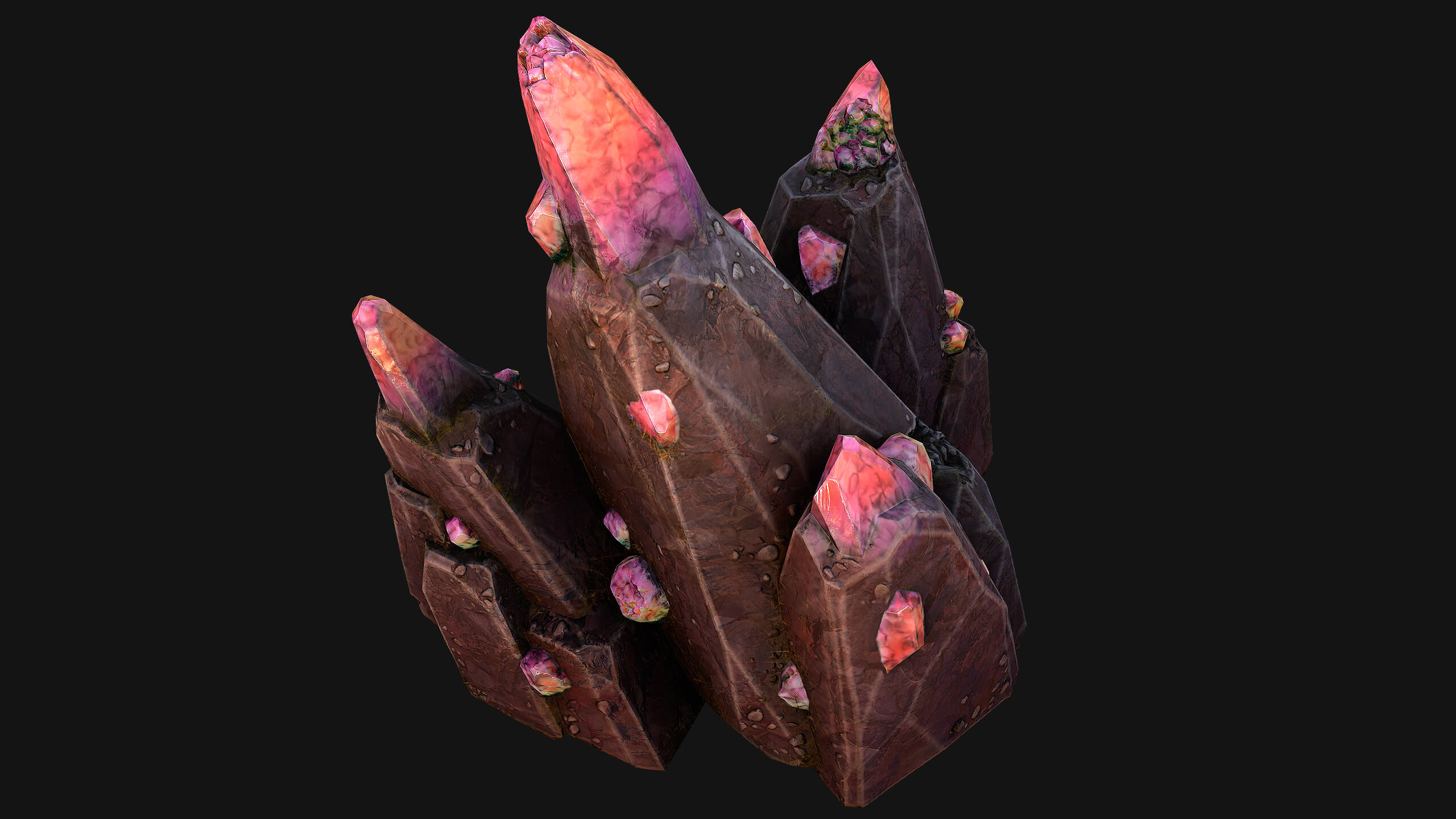 Deposits of Magic Crystals and Gems - 3D Model by Dereza