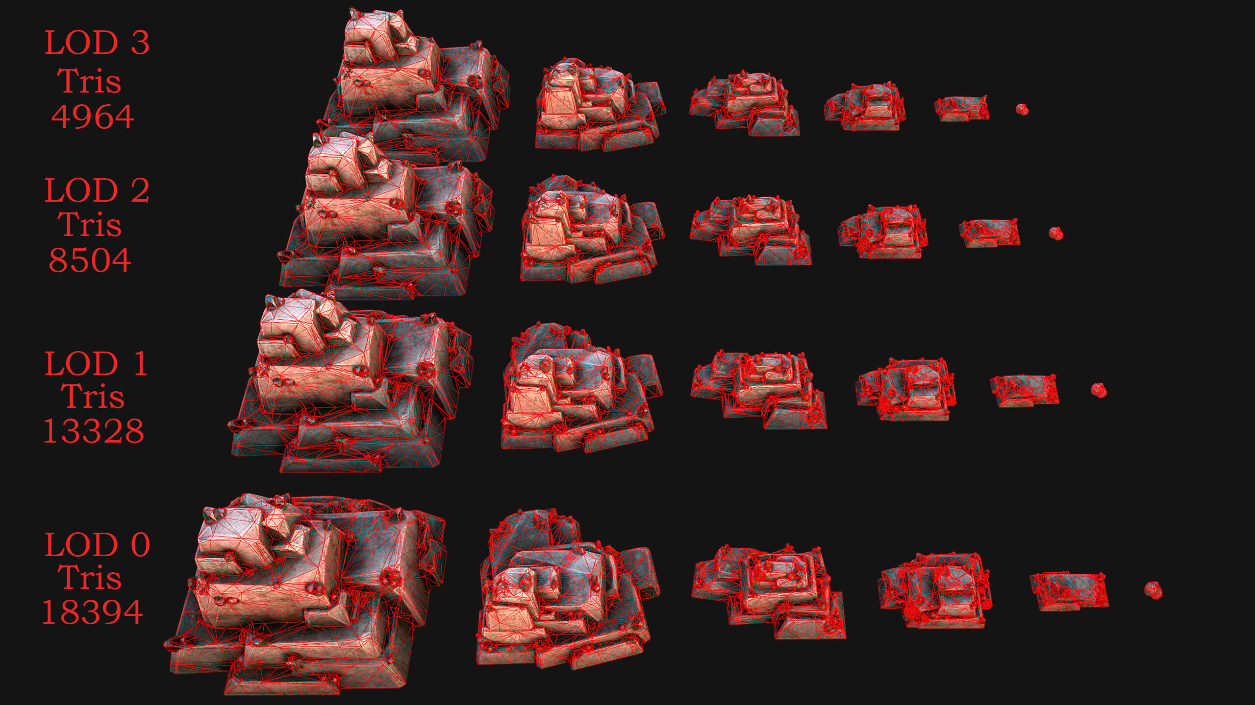 Deposits of Tin Ore Stones and Rocks - 3D Model by Dereza