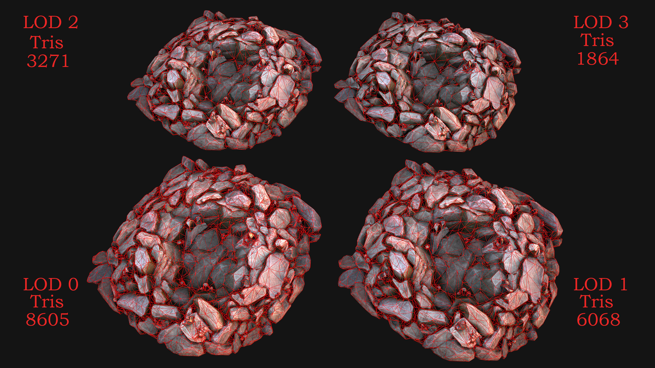 Deposits of Tin Ore Stones and Rocks - 3D Model by Dereza