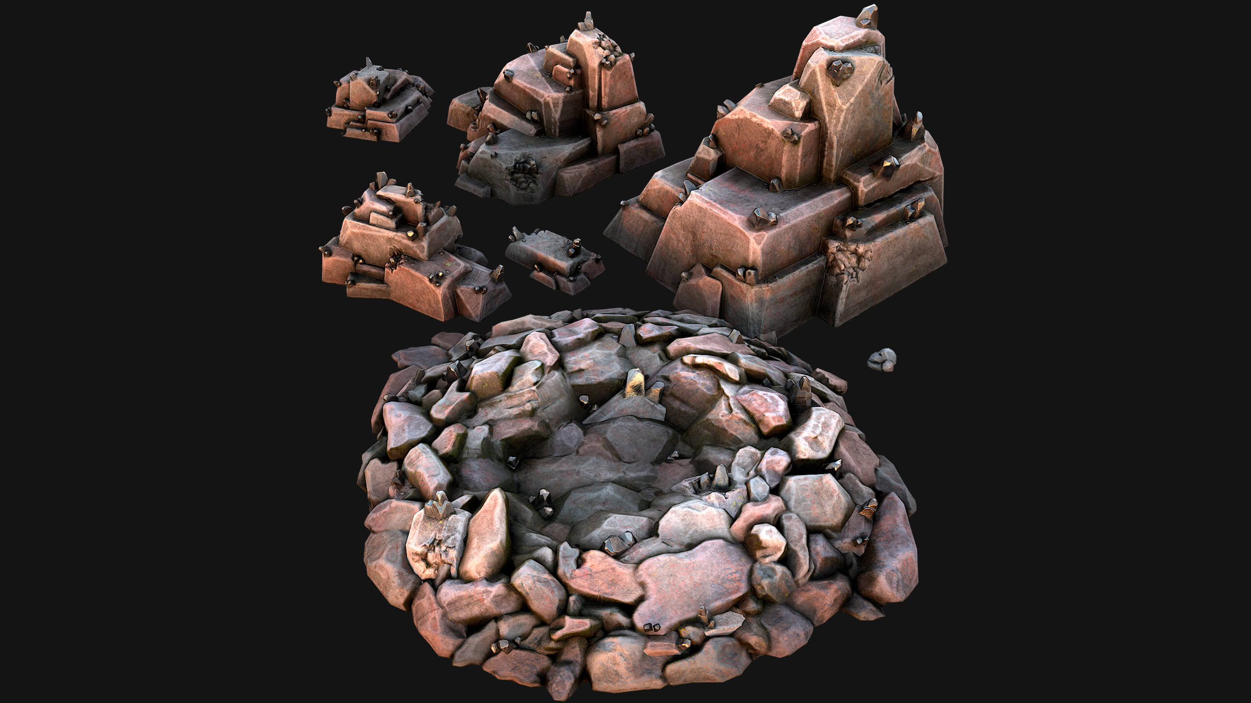 Deposits of Tin Ore Stones and Rocks - 3D Model by Dereza