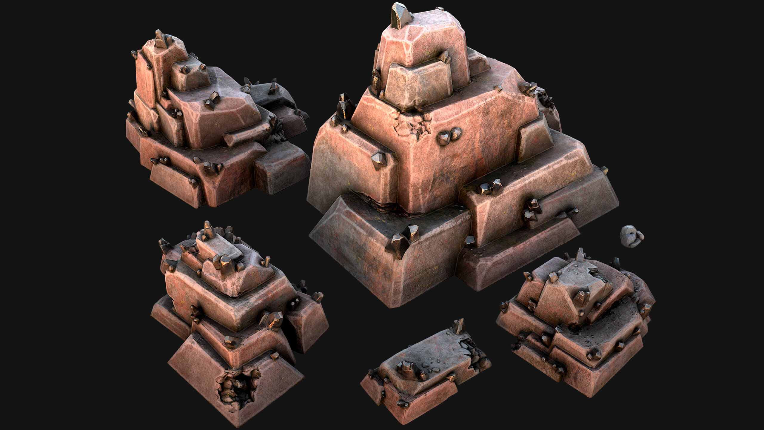 Deposits of Tin Ore Stones and Rocks - 3D Model by Dereza