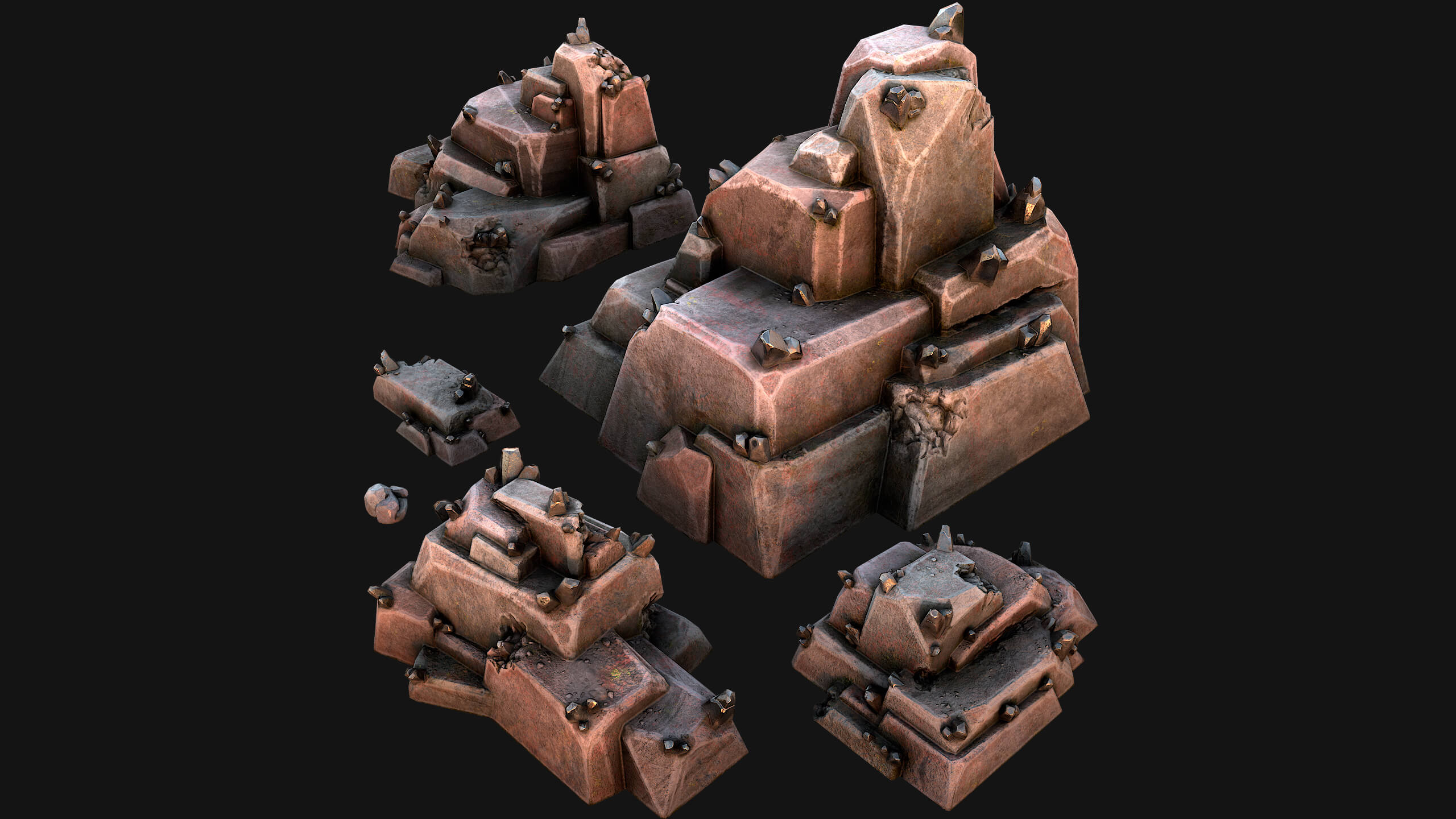 Deposits of Tin Ore Stones and Rocks - 3D Model by Dereza
