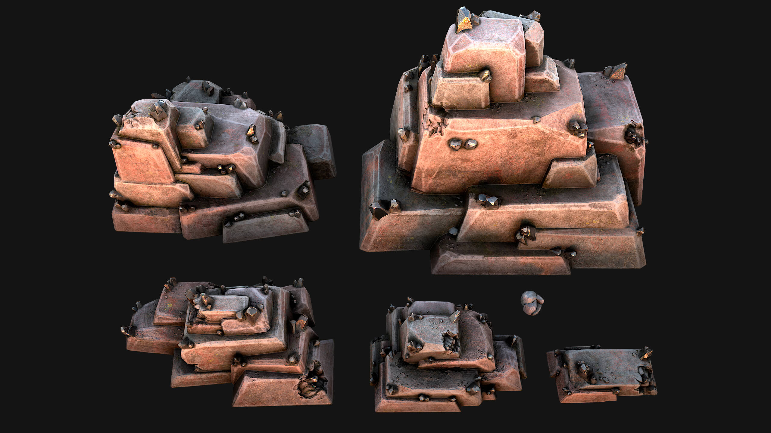 Deposits of Tin Ore Stones and Rocks - 3D Model by Dereza