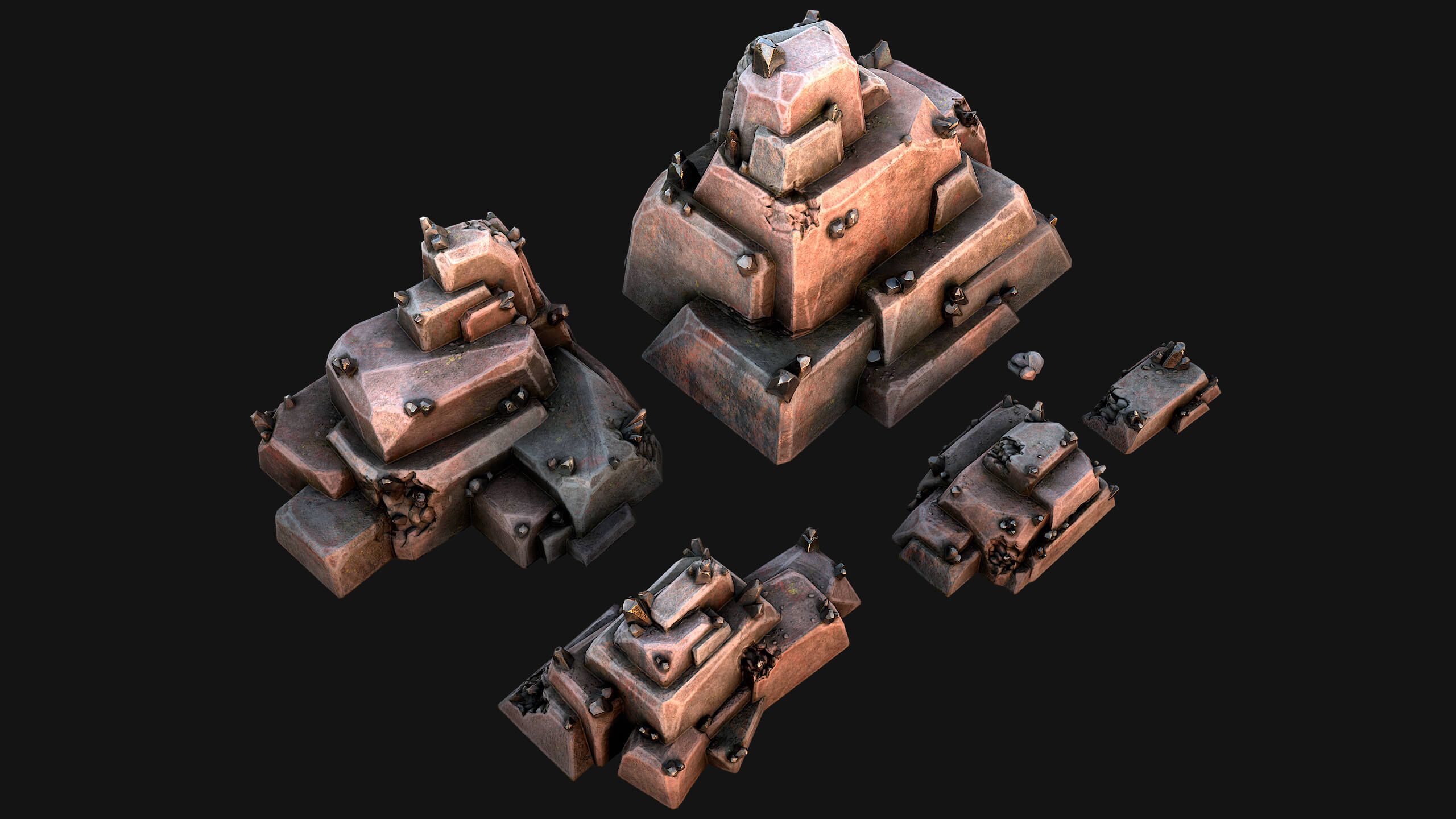 Deposits of Tin Ore Stones and Rocks - 3D Model by Dereza