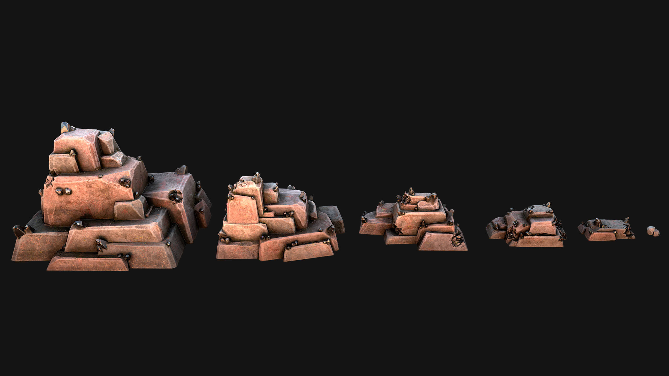 Deposits of Tin Ore Stones and Rocks - 3D Model by Dereza