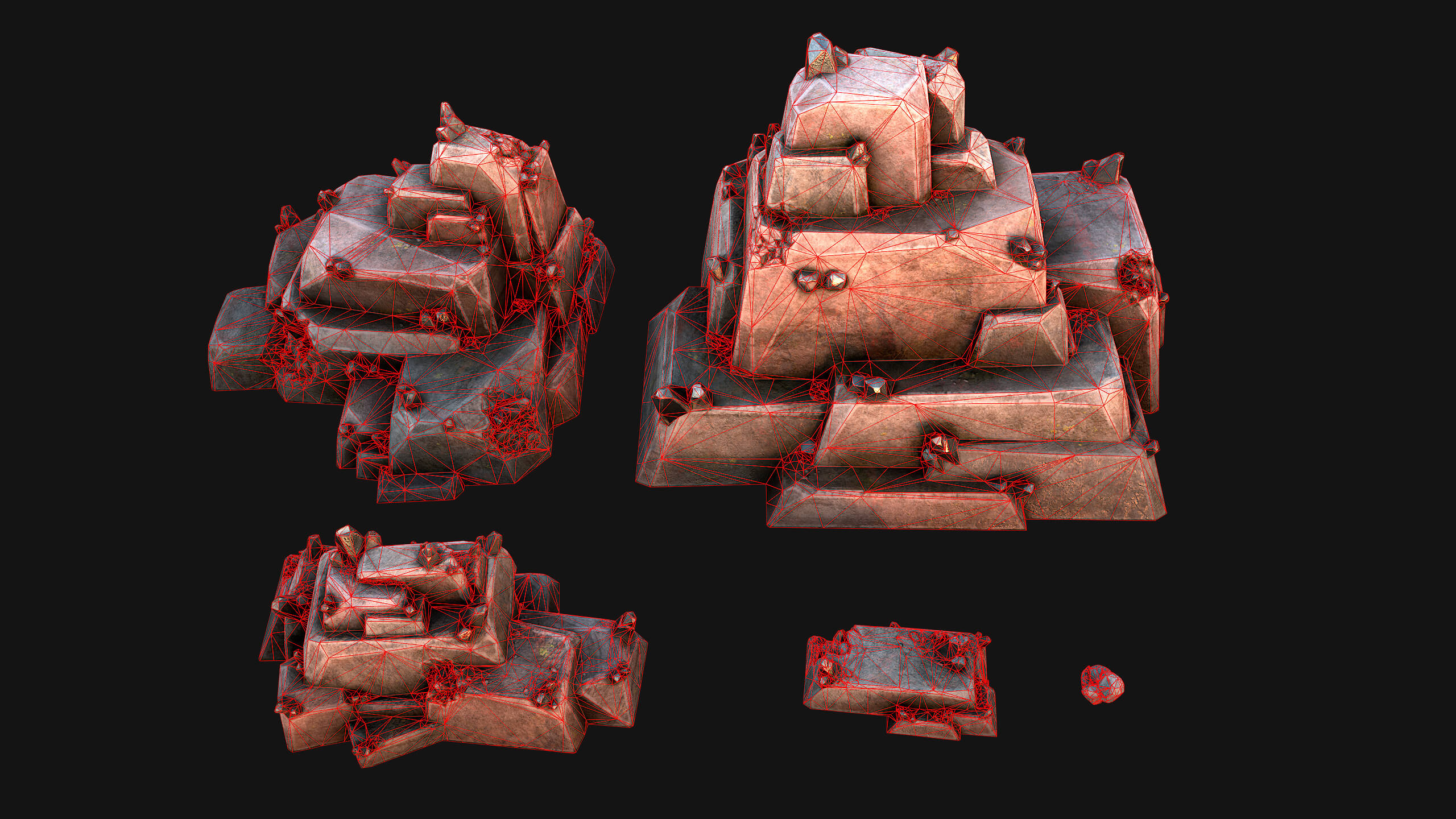 Deposits of Tin Ore Stones and Rocks - 3D Model by Dereza