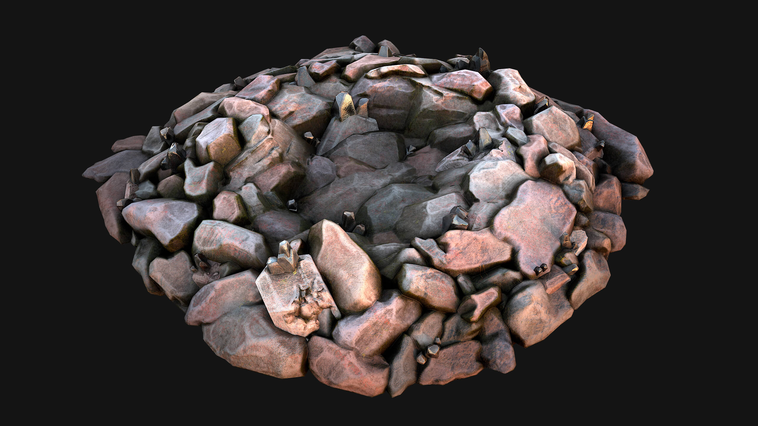 Deposits of Tin Ore Stones and Rocks - 3D Model by Dereza