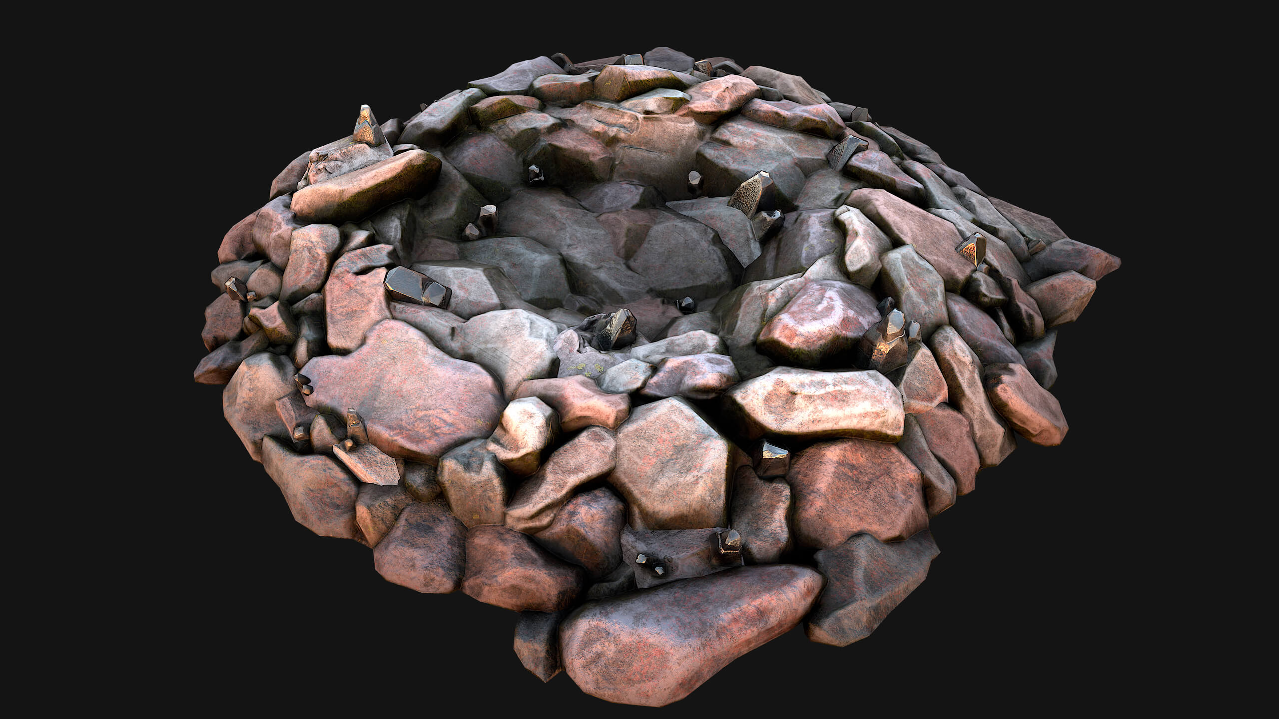 Deposits of Tin Ore Stones and Rocks - 3D Model by Dereza