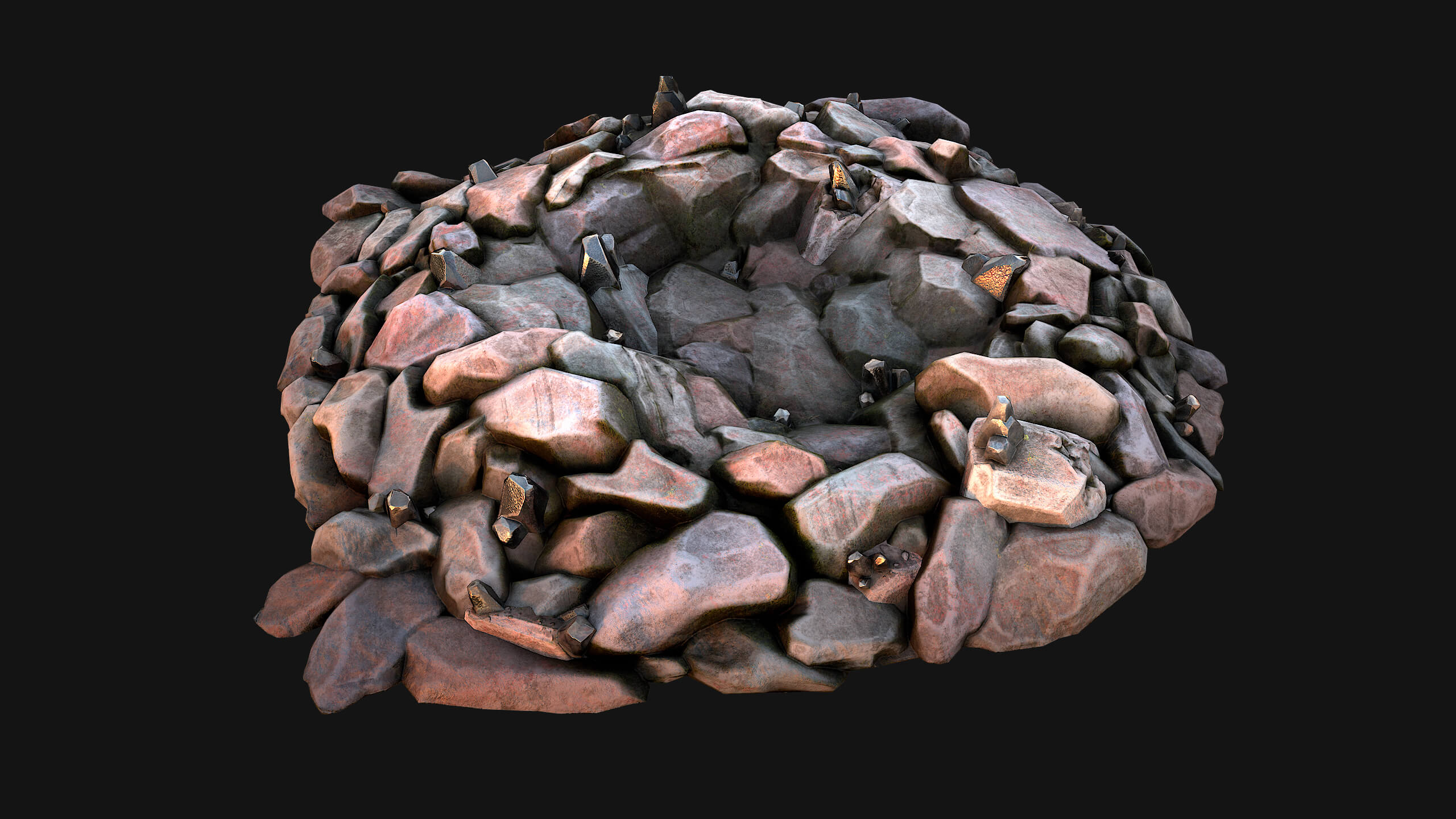 Deposits of Tin Ore Stones and Rocks - 3D Model by Dereza