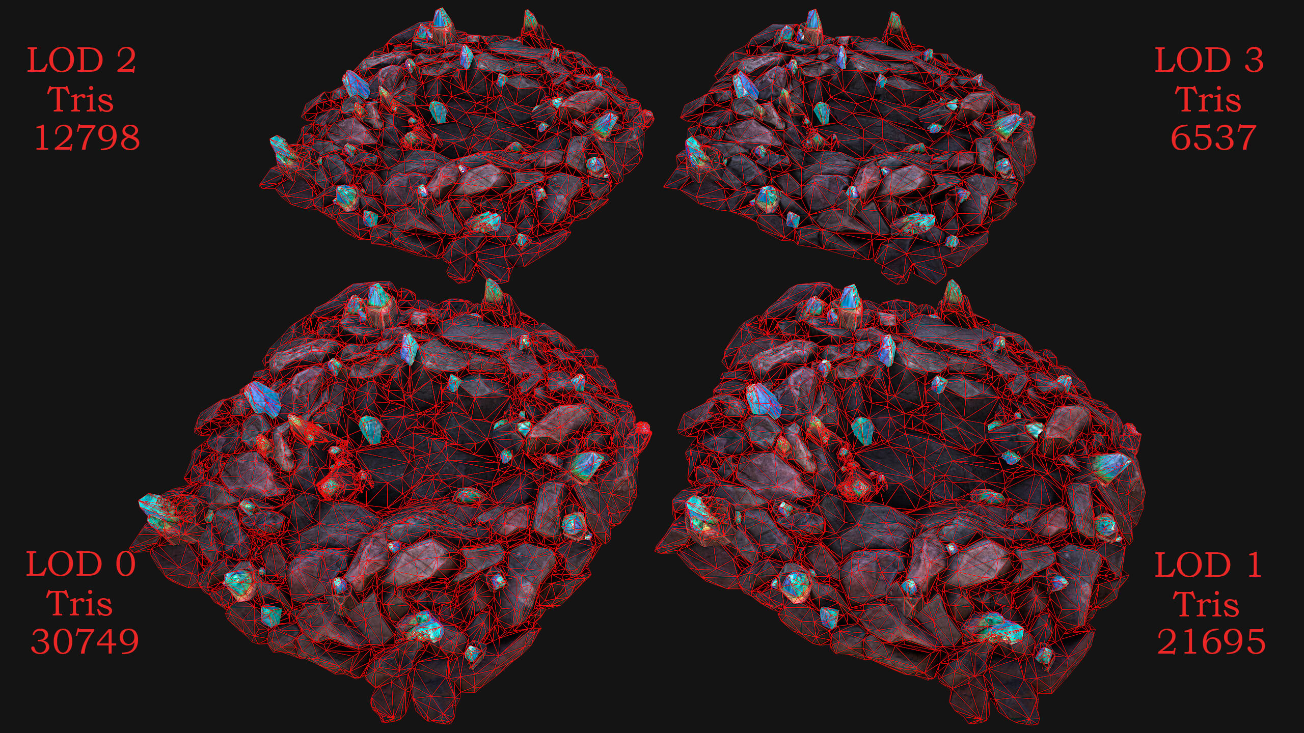 Dungeon Magic Crystals Deposits Ore and Minerals - 3D Model by Dereza