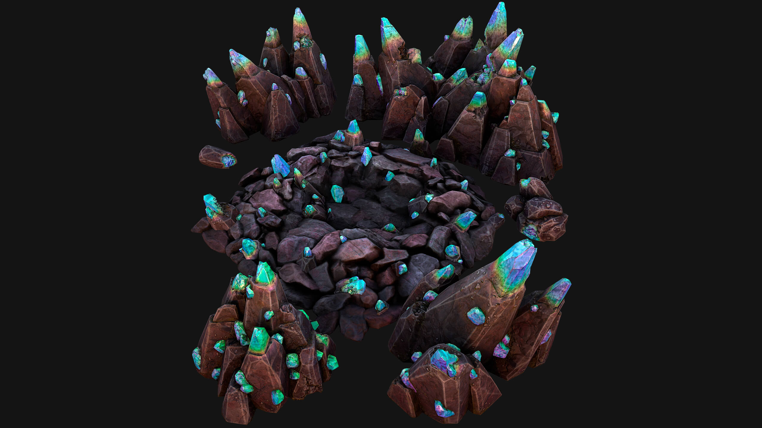 Dungeon Magic Crystals Deposits Ore and Minerals - 3D Model by Dereza
