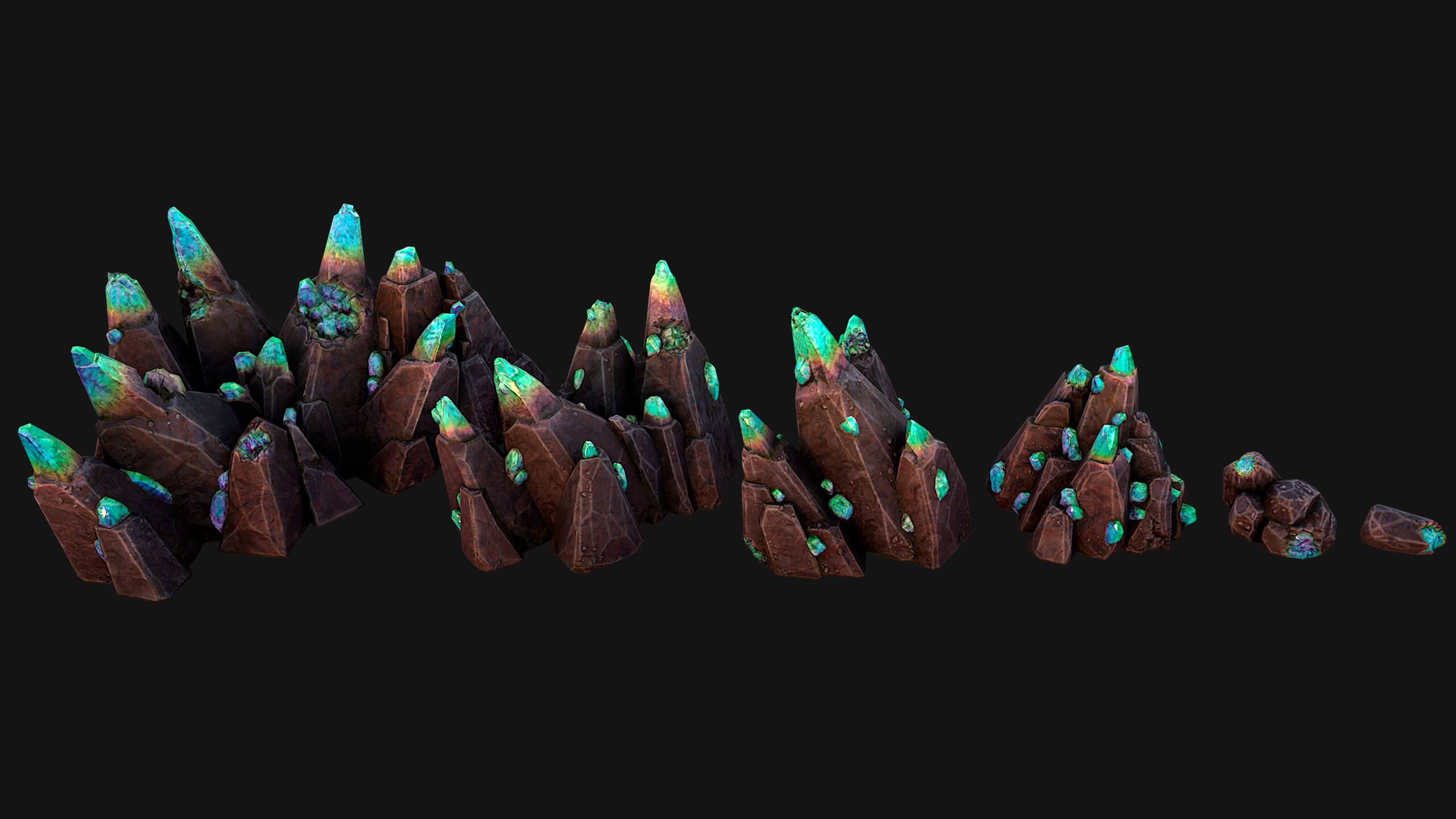 Dungeon Magic Crystals Deposits Ore and Minerals - 3D Model by Dereza