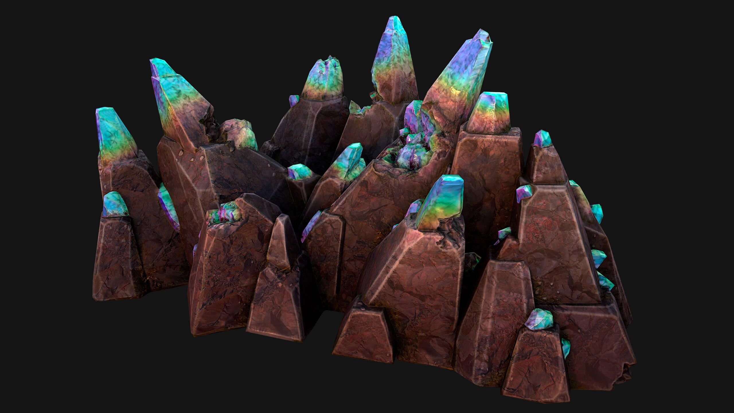 Dungeon Magic Crystals Deposits Ore and Minerals - 3D Model by Dereza