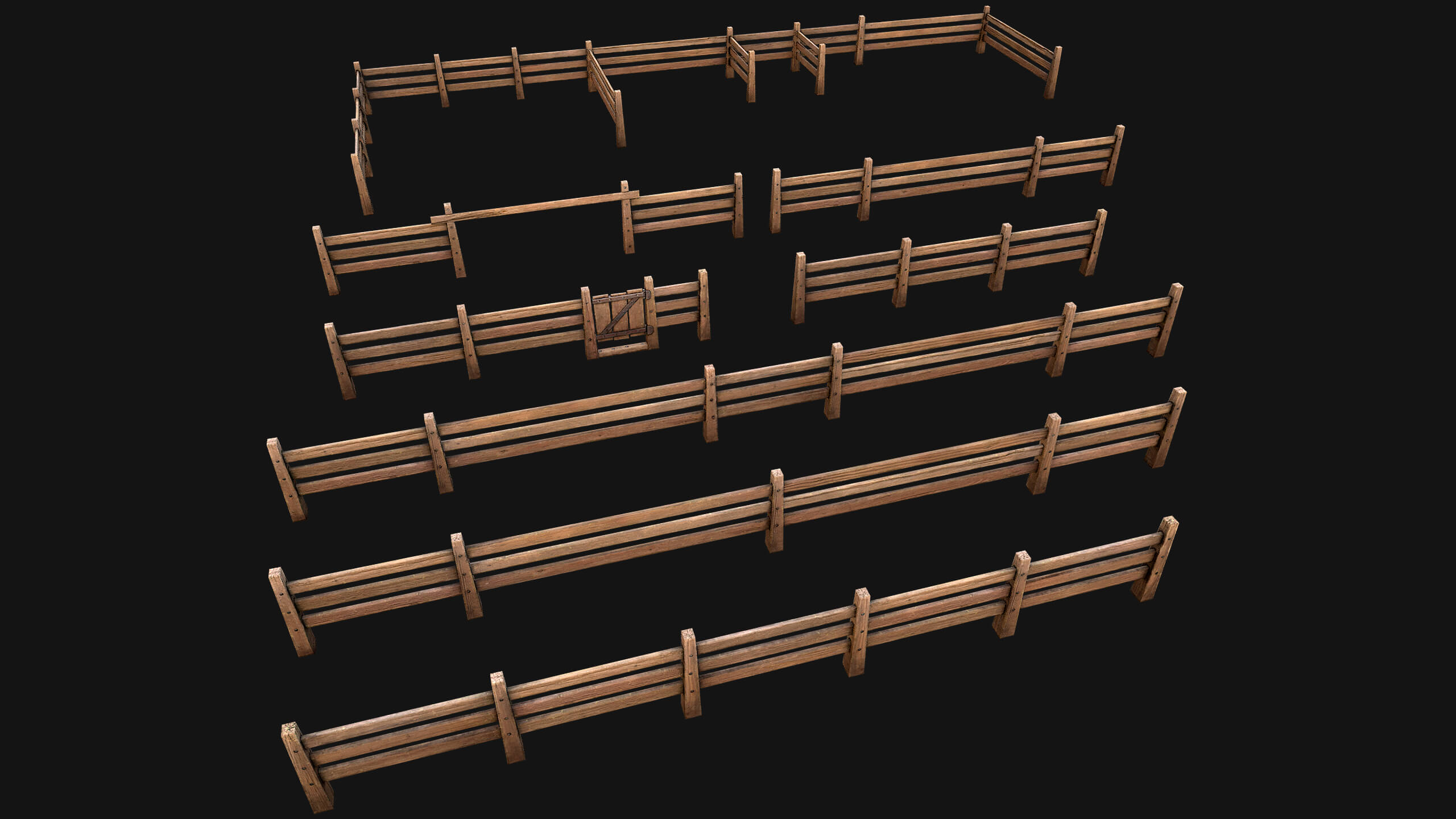 Fence Farm Wooden Constructor - 3D Model by Dereza