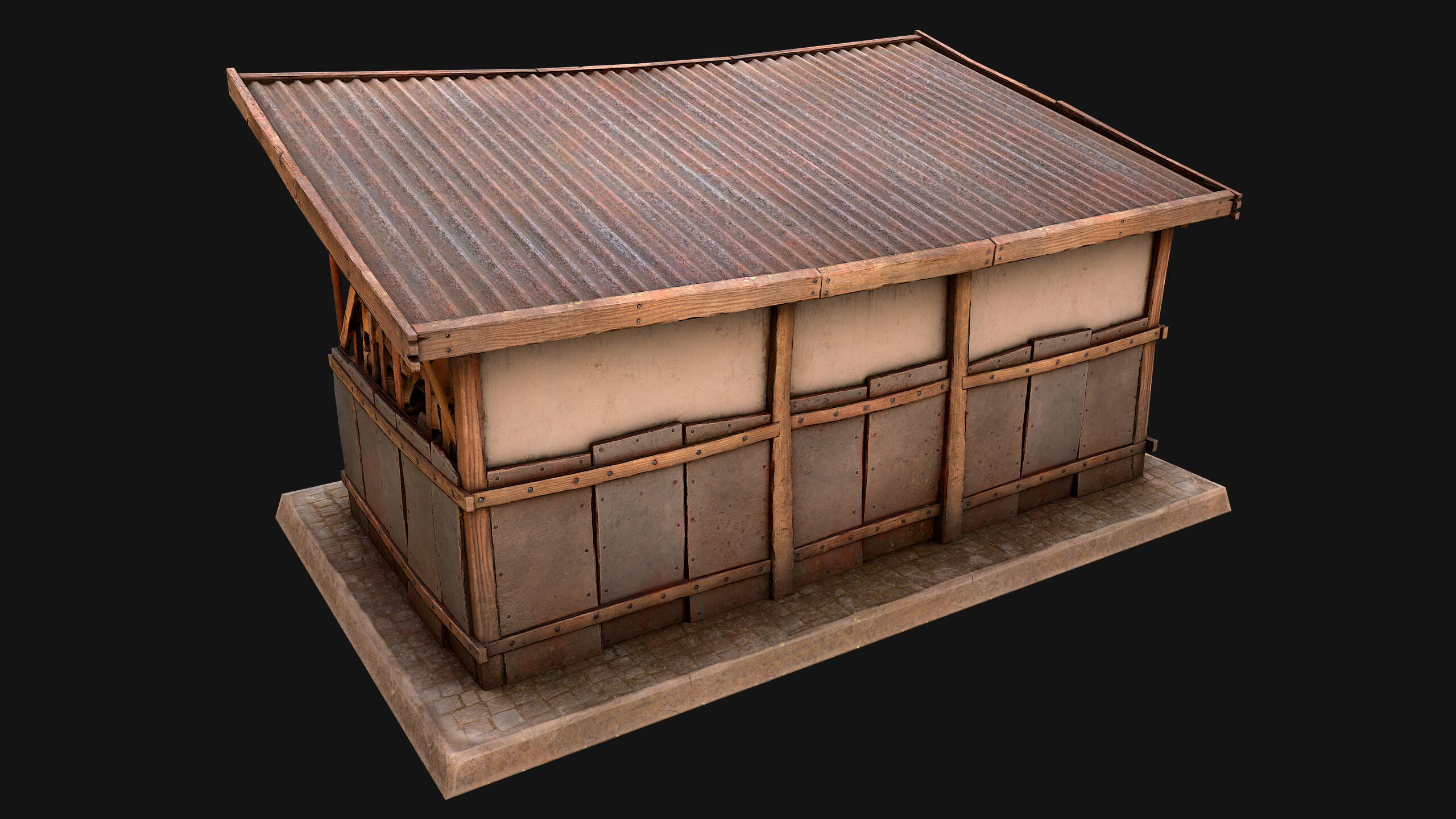 Fire Wood Storage Shelters Medieval Barn - 3D Model by Dereza