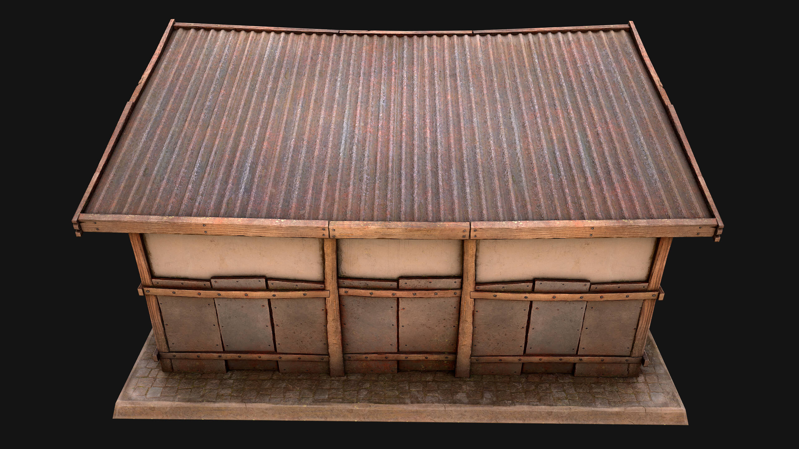 Fire Wood Storage Shelters Medieval Barn - 3D Model by Dereza