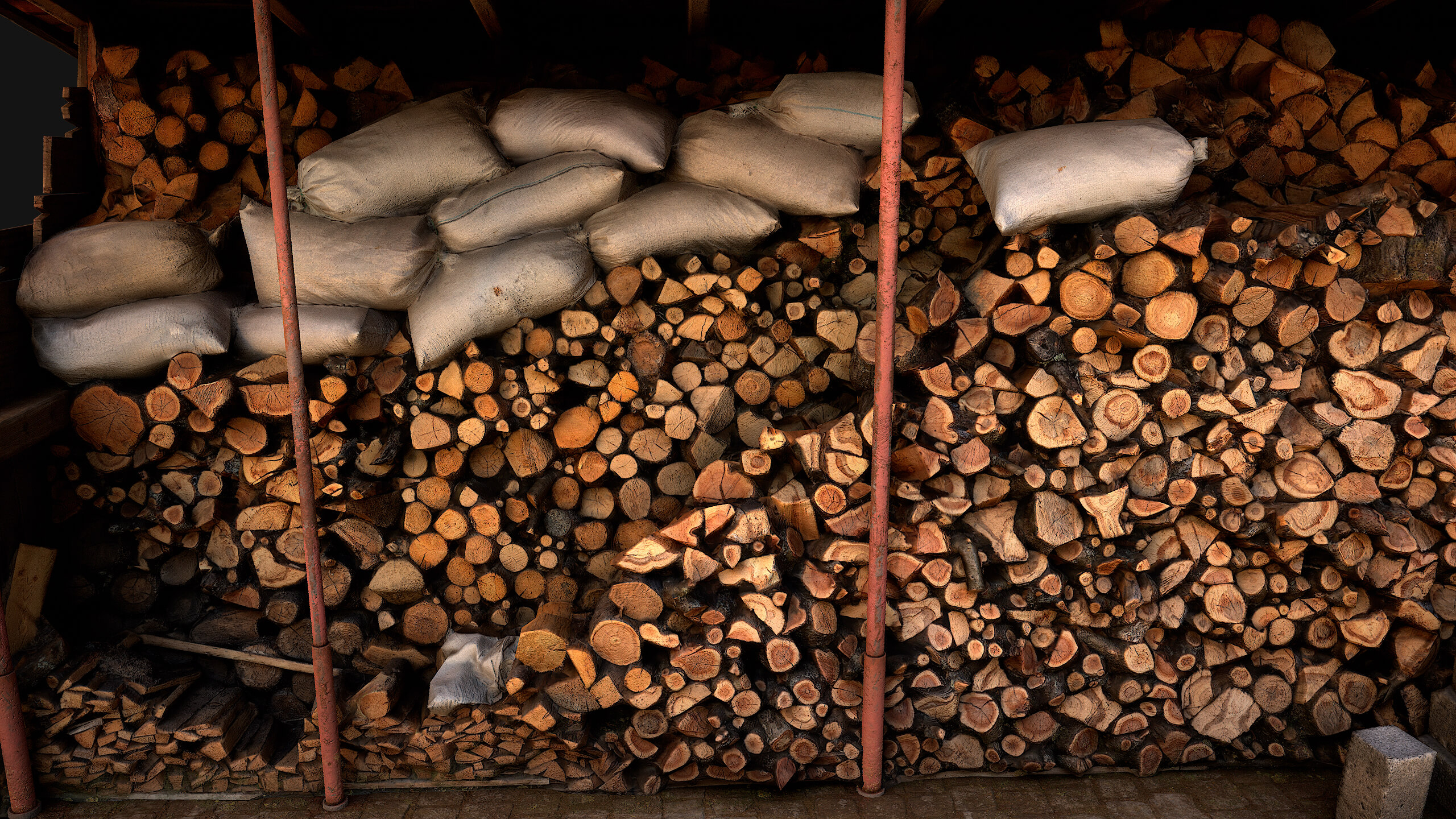 Fire Wood Storage Shelters Medieval Barn - 3D Model by Dereza