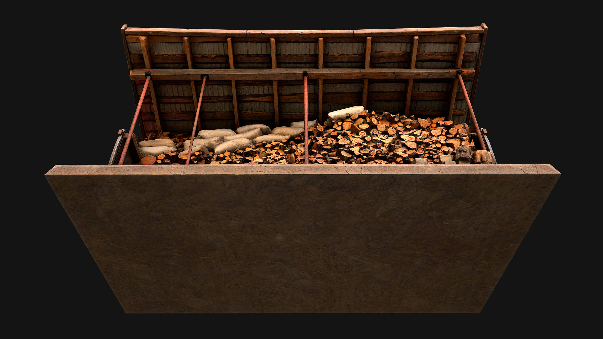 Fire Wood Storage Shelters Medieval Barn - 3D Model by Dereza