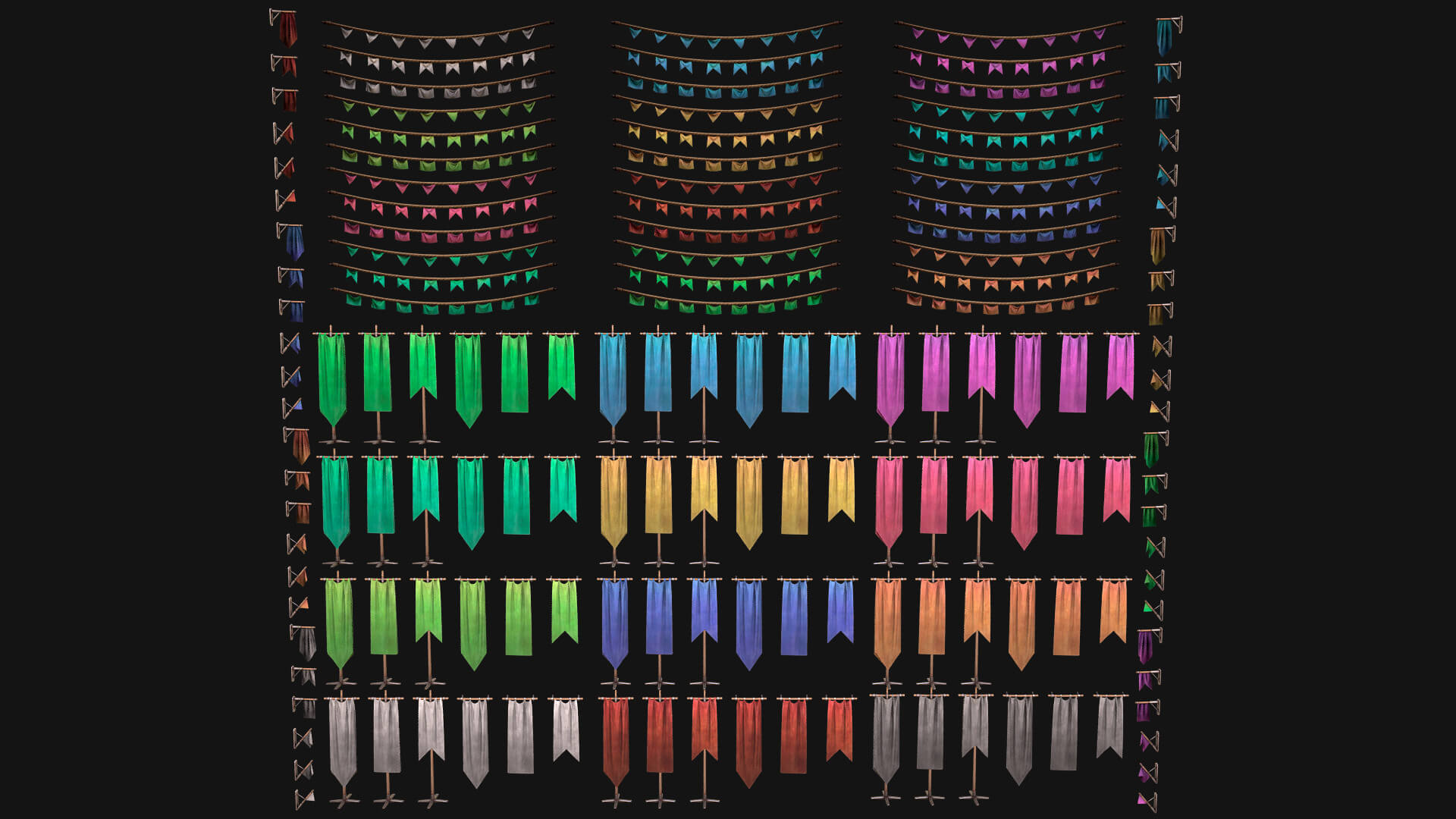 Medieval Flags Pack - 3D Model by Dereza