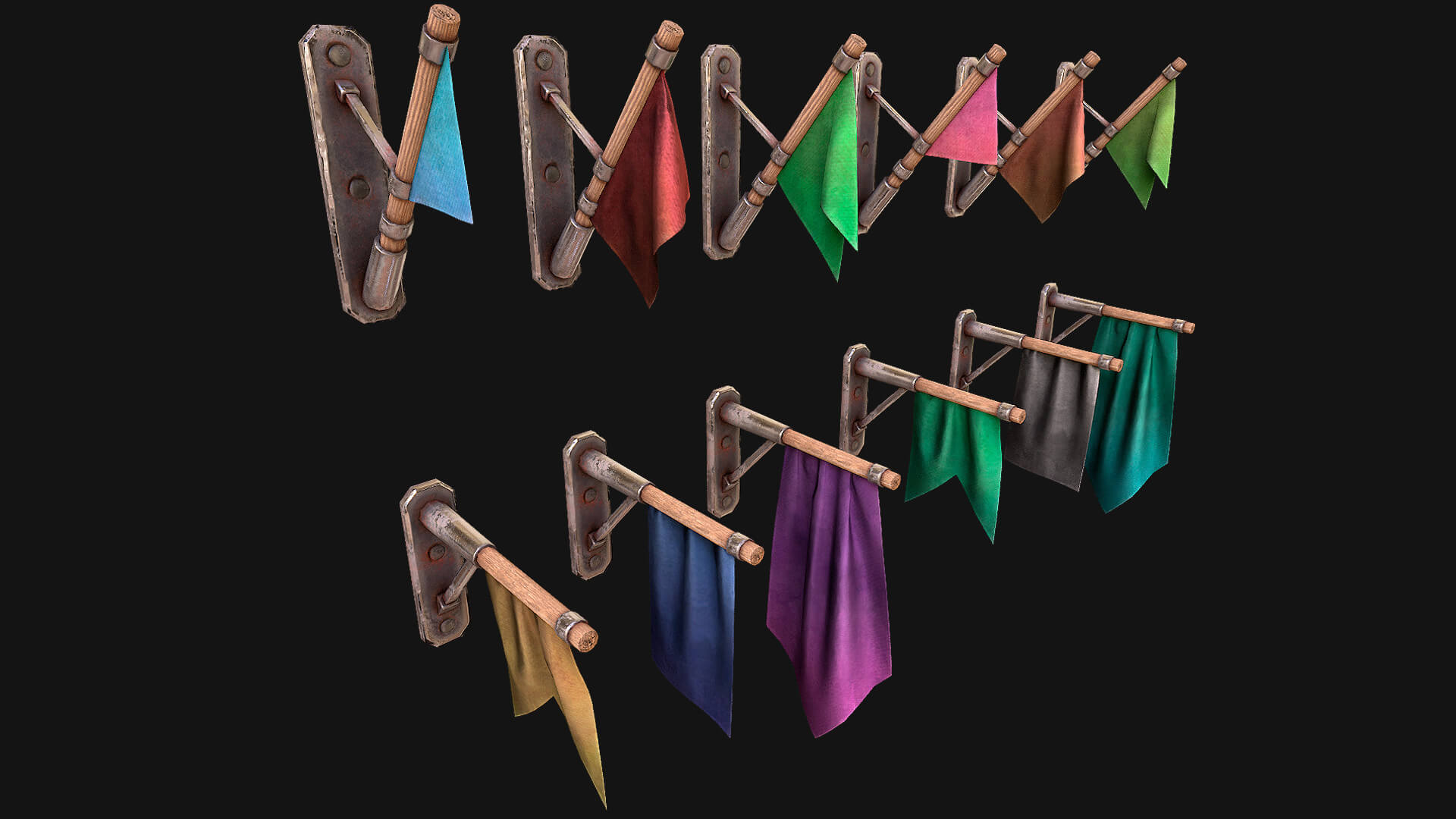 Medieval Flags Pack - 3D Model by Dereza