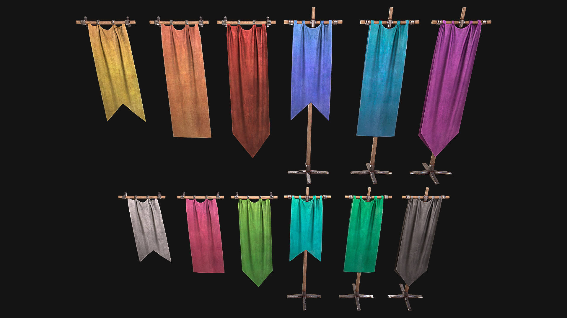 Medieval Flags - 3D Model by Dereza