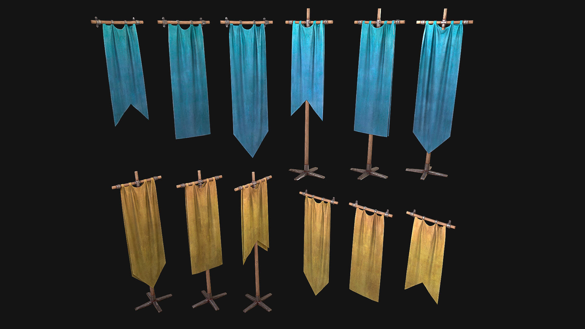 Medieval Flags - 3D Model by Dereza