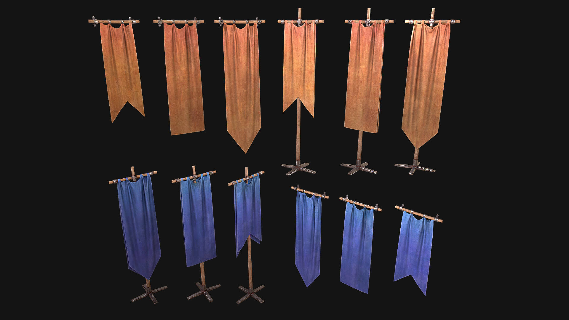 Medieval Flags - 3D Model by Dereza