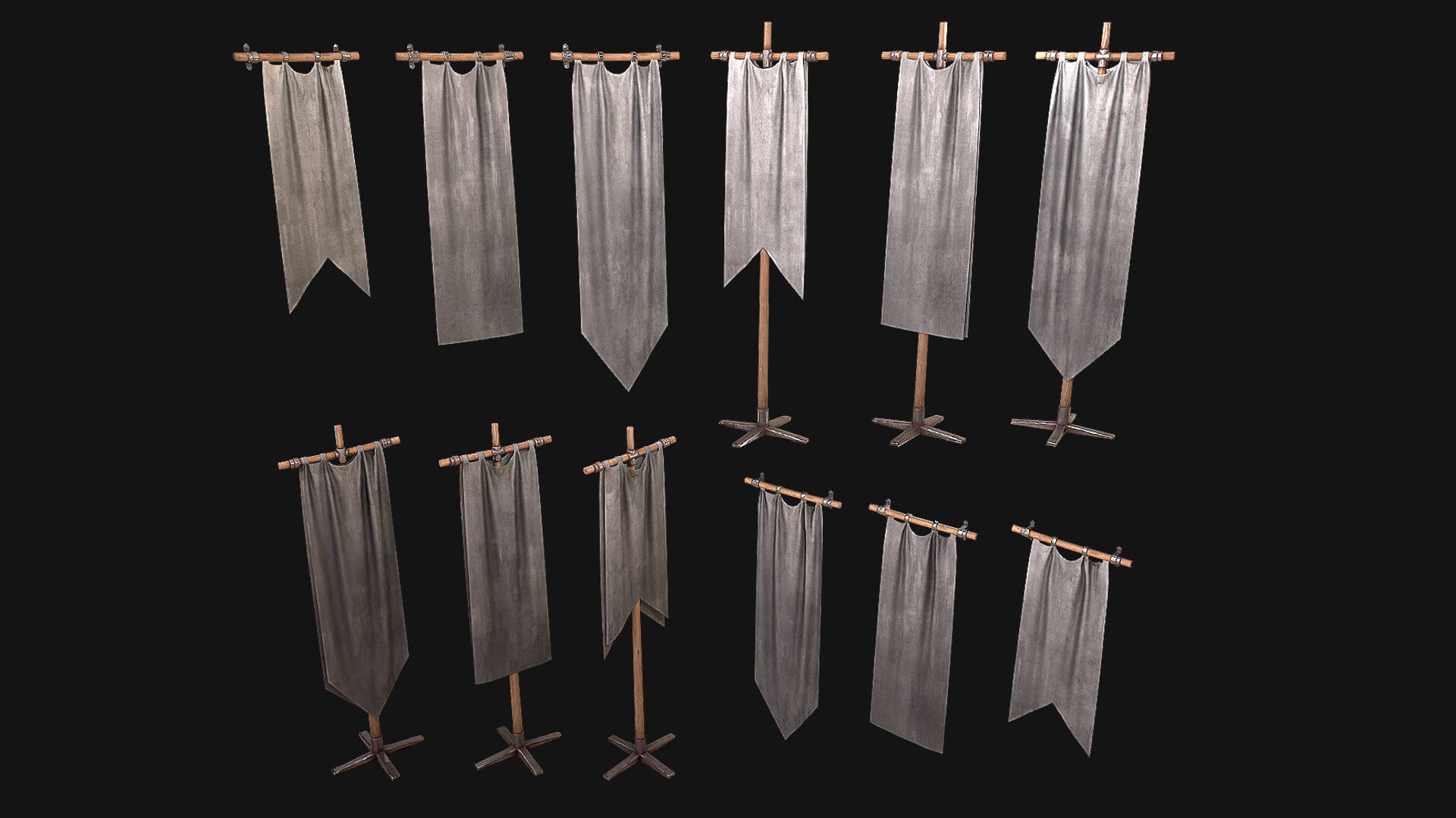 Medieval Flags - 3D Model by Dereza