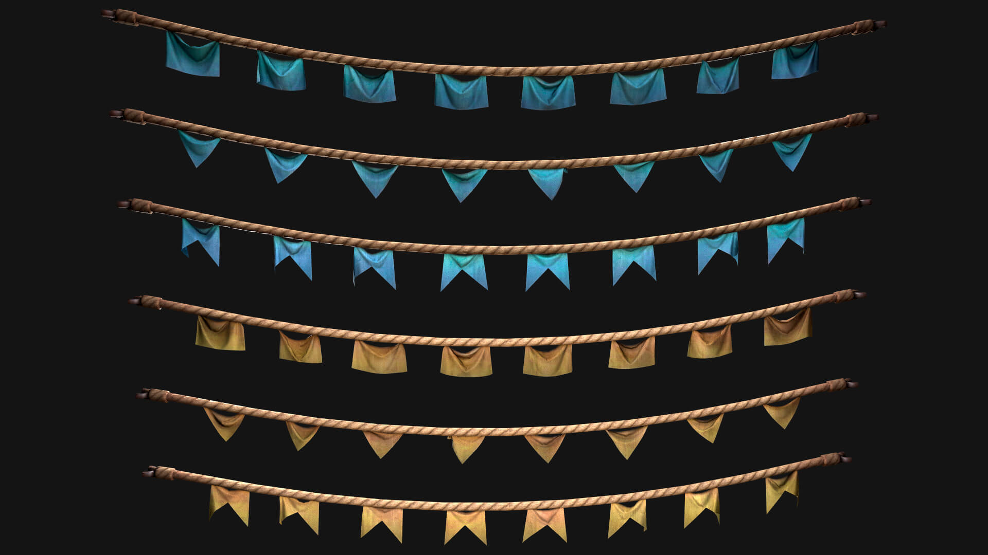 Flag With Rope - 3D Model by Dereza