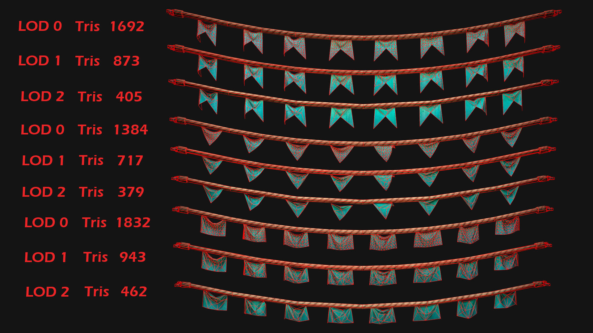 Flag With Rope - 3D Model by Dereza