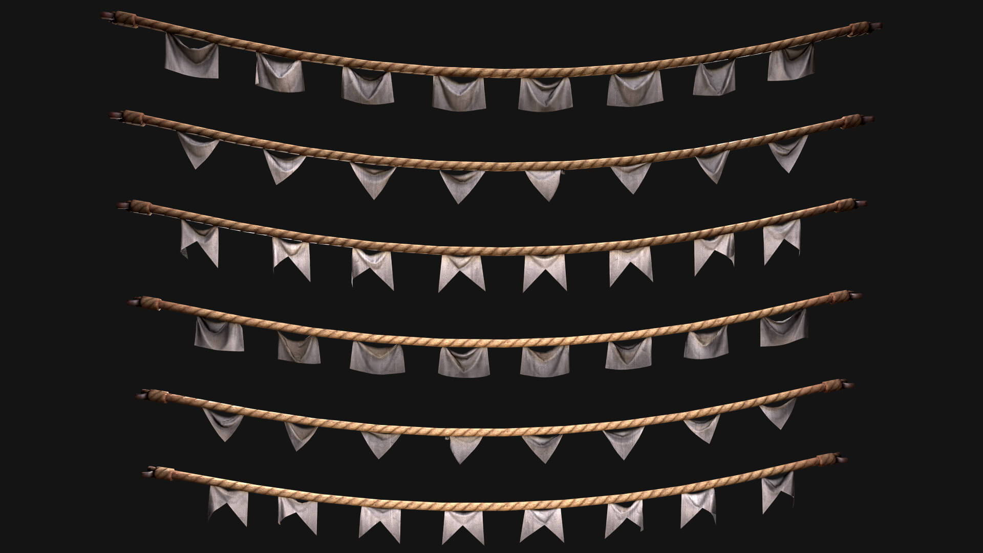 Flag With Rope - 3D Model by Dereza