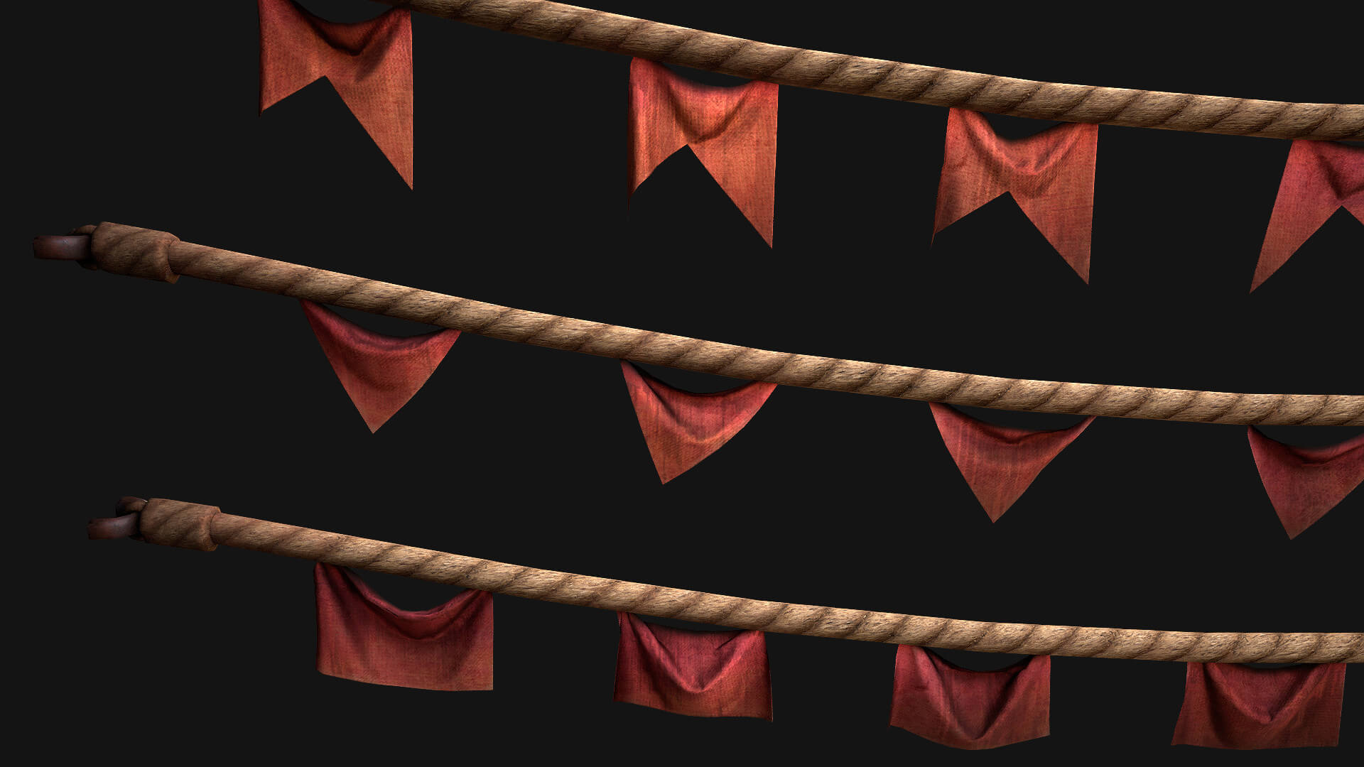 Flag With Rope - 3D Model by Dereza