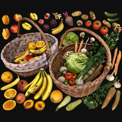Fruits and Vegetables Set - 3D Model by Dereza